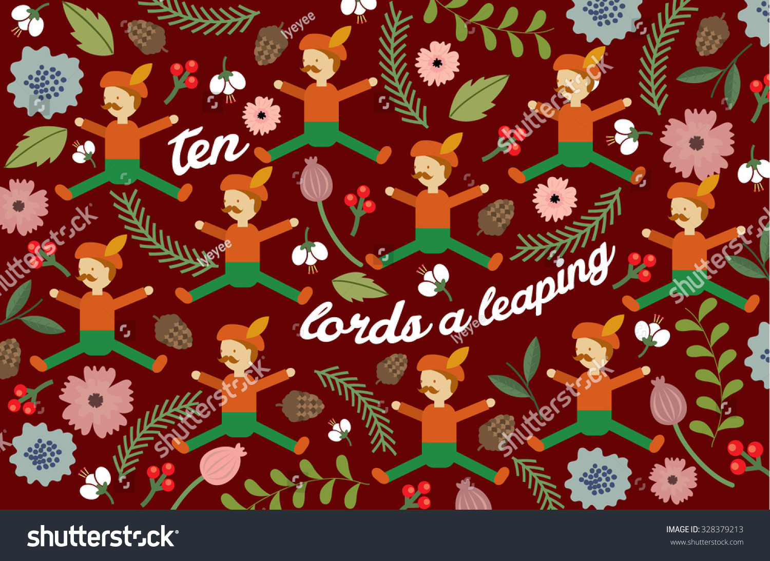 Tenth Day Christmas Twelve Days Christmas Stock Vector Royalty Free