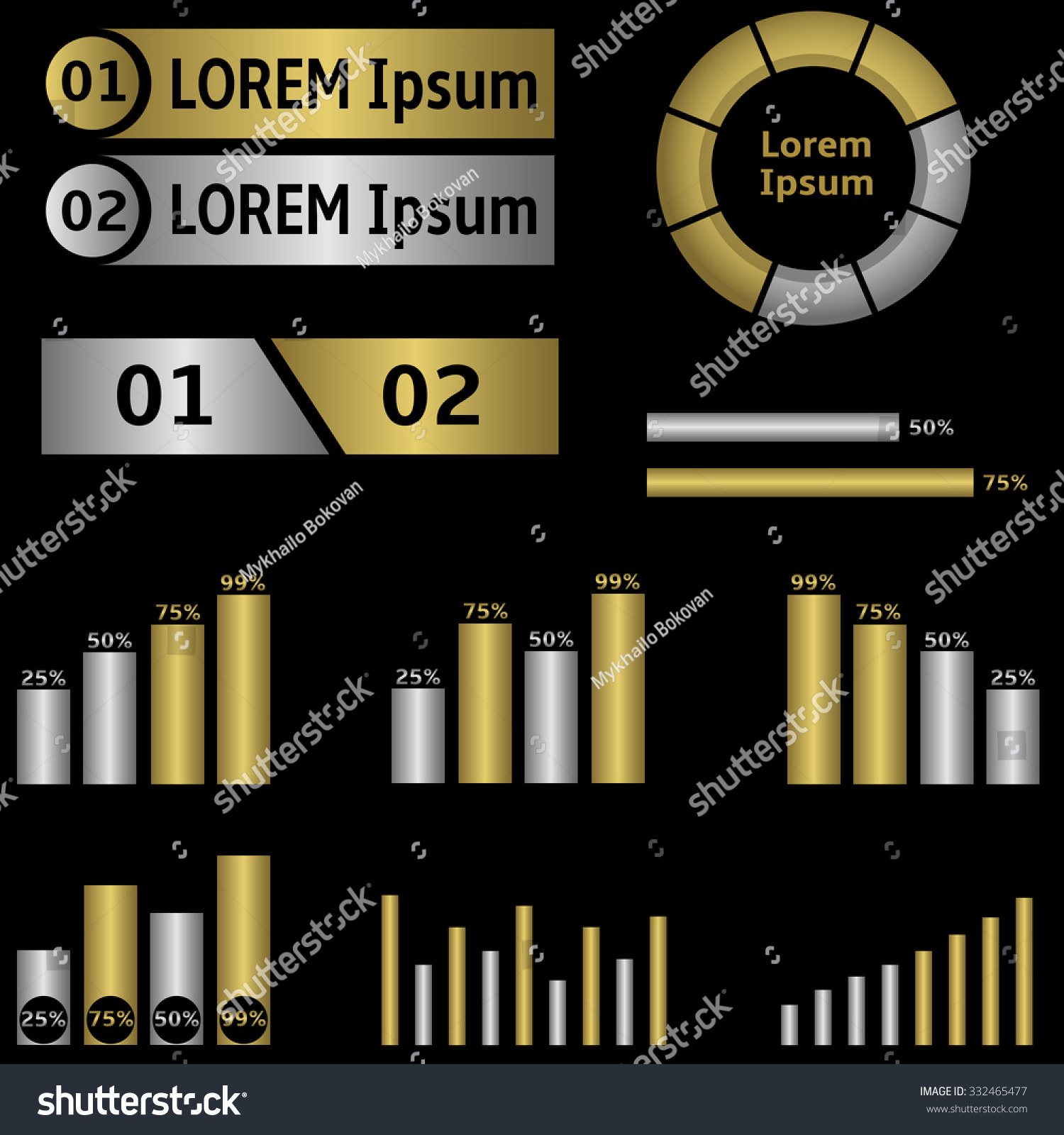 Golden Silver Infographic Graph Set Growth Stock Vector (Royalty Free ...