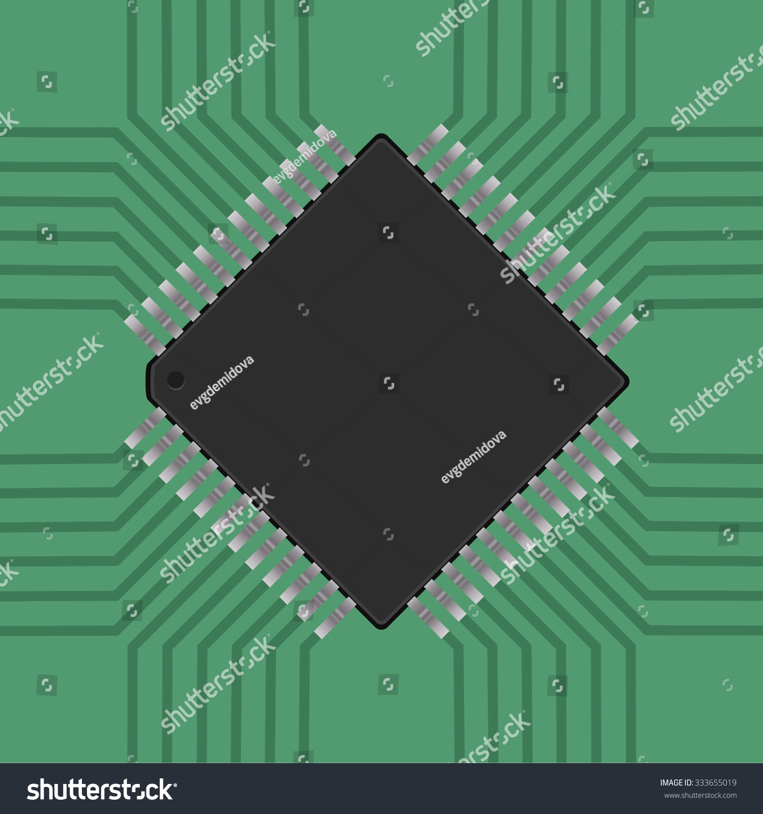 Microcontroller Cpu Processor Tracks Vector Illustration Stock Vector ...