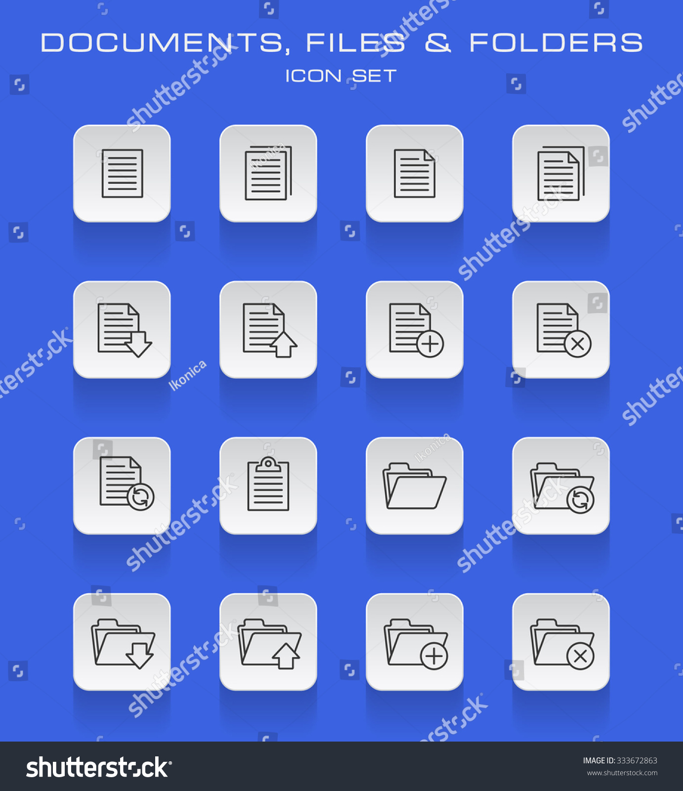 Documents Files Folders Flat White Rectangular Stock Vector (Royalty ...