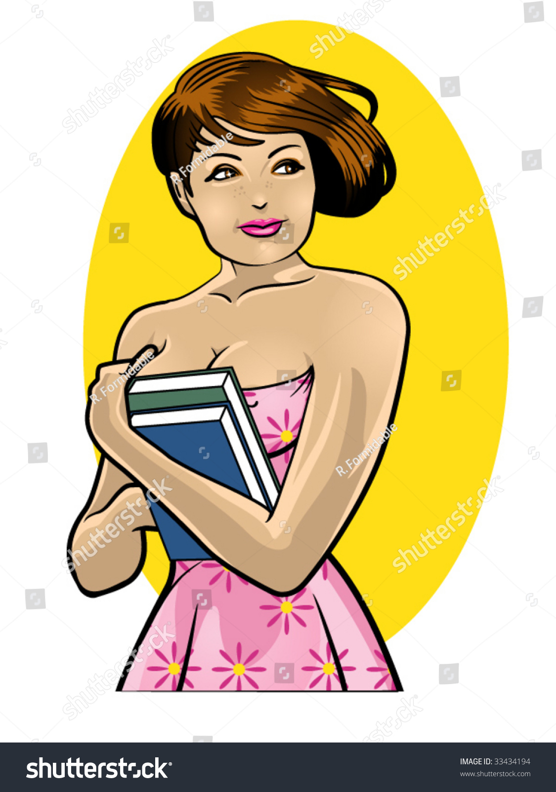 Vector Illustration Pretty Girl Carrying Books Stock Vector Royalty