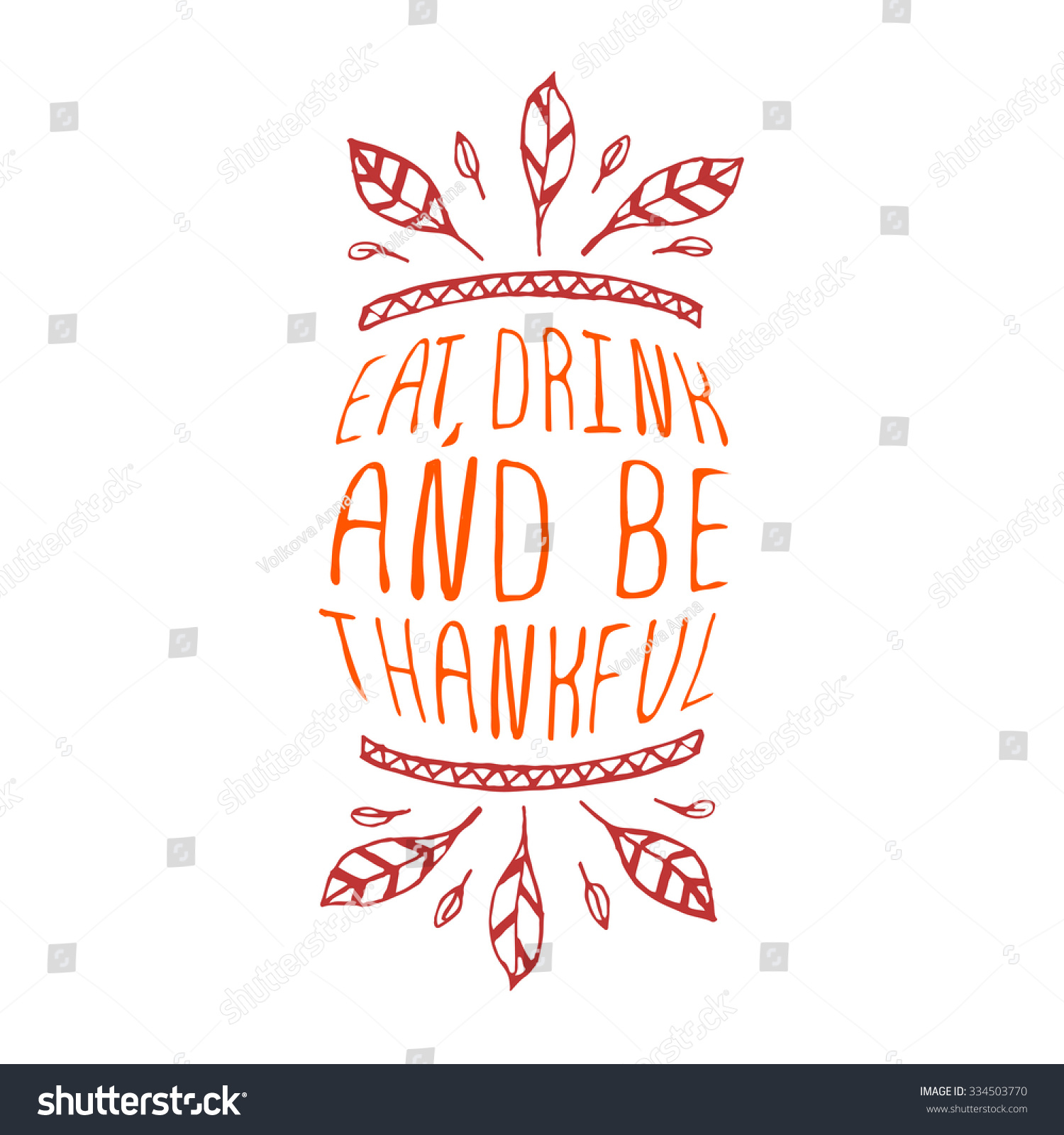 Eat Drink Be Thankful Hand Sketched Stock Vector Royalty Free