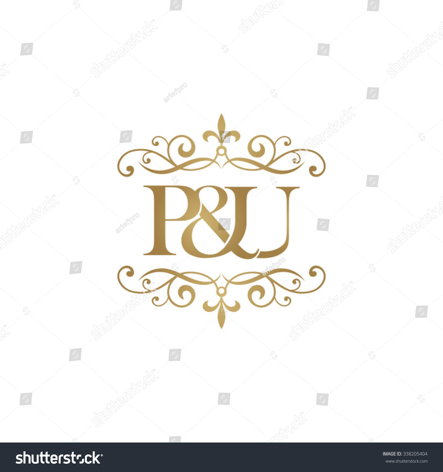 Pu Initial Logo Ornament Ampersand Monogram Stock Vector (royalty Free