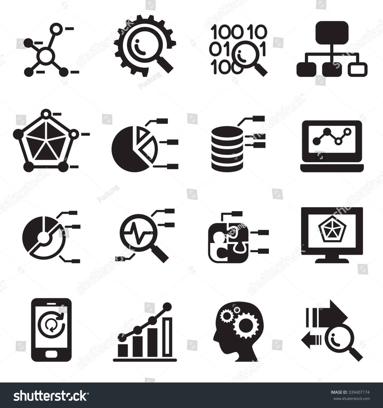Data Mining Database Data Analysis Icons: vetor stock (livre de ...