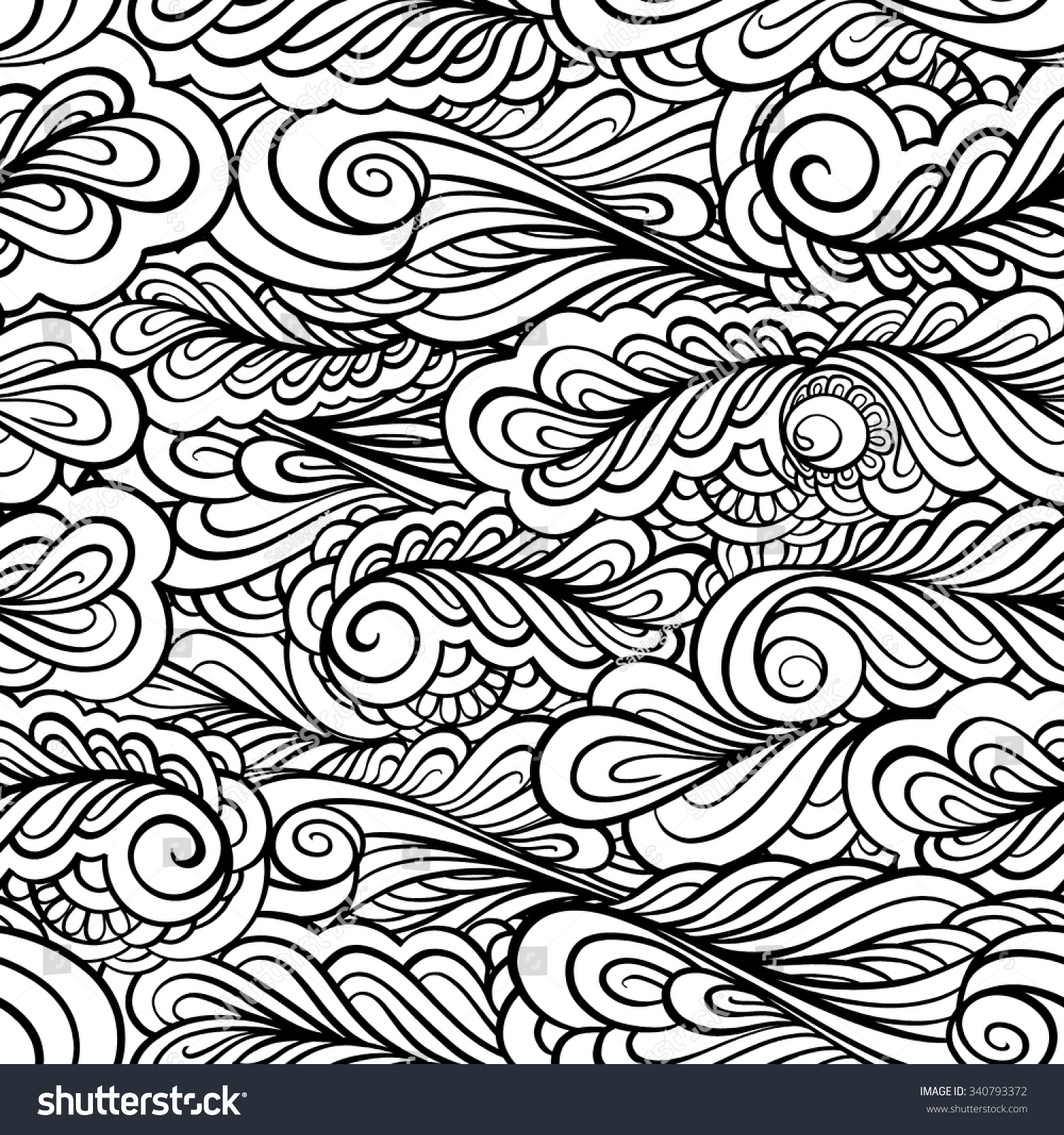 Vector Black White Decorative Elements Seamless Stock Vector Royalty