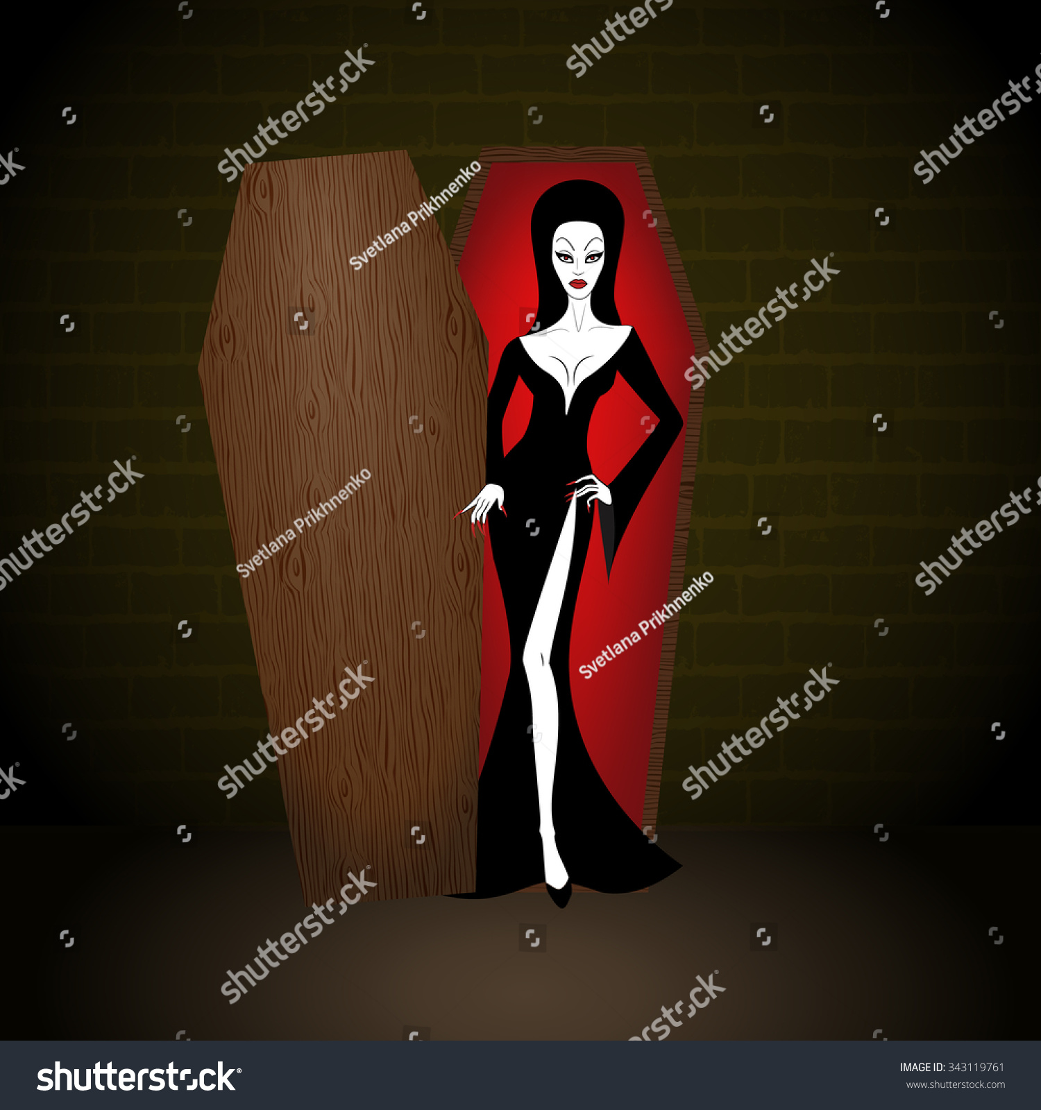Beautiful Sexy Vampire Woman Opened Coffin Stock Illustration 343119761 Shutterstock