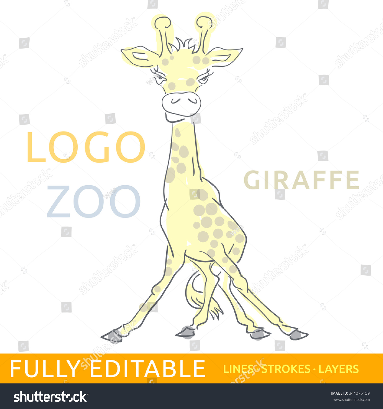 Giraffe Zoo Logo Template Fully Editable Stock Vector (Royalty Free ...