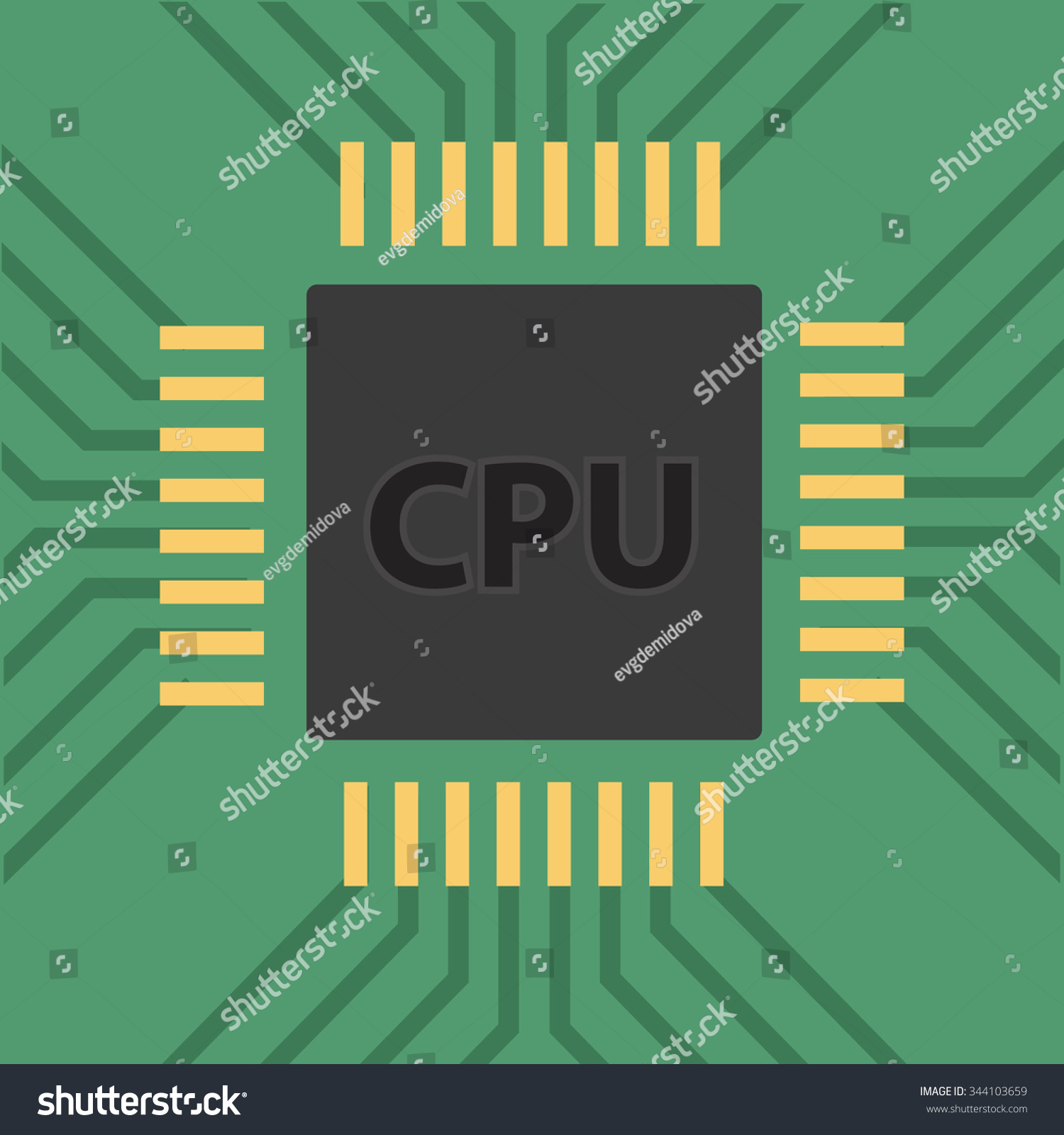 Microcontroller Cpu Processor Tracks Vector Illustration Stock Vector ...