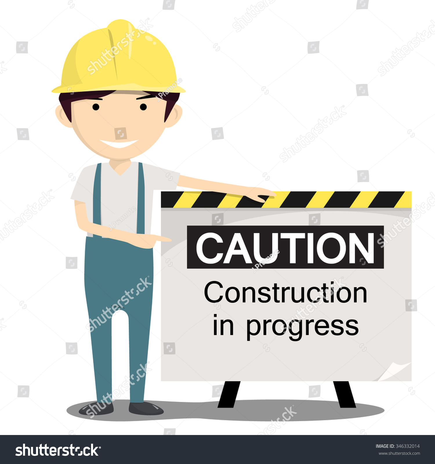 Engineer Announcing Caution Construction Progress Stock Vector (Royalty ...