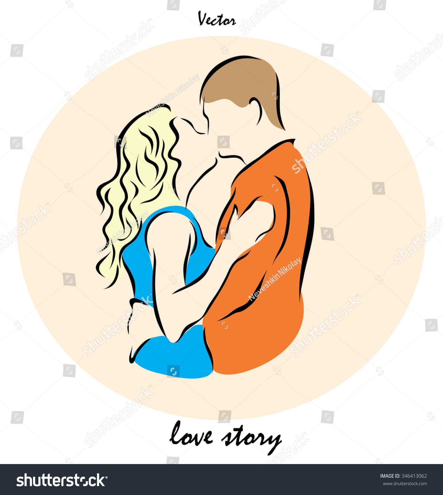 Vector Illustration Illustration Shows Loving Couple Stock Vector