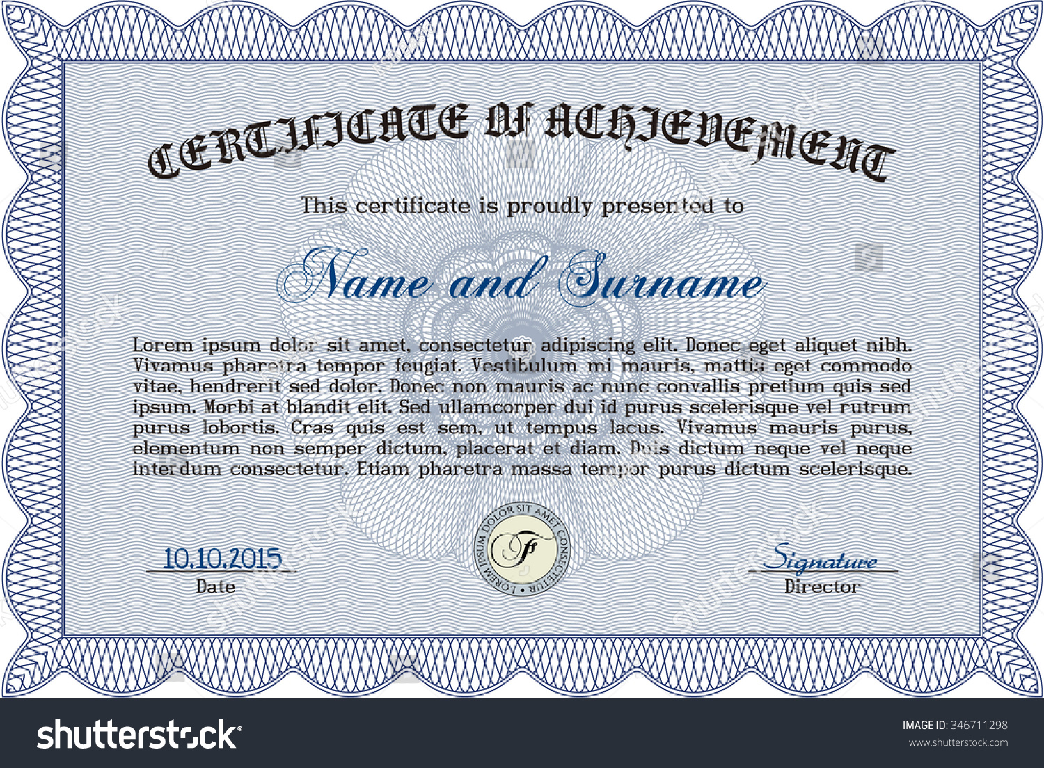 Sample Certificate Border Framewith Complex Background Stock Vector ...
