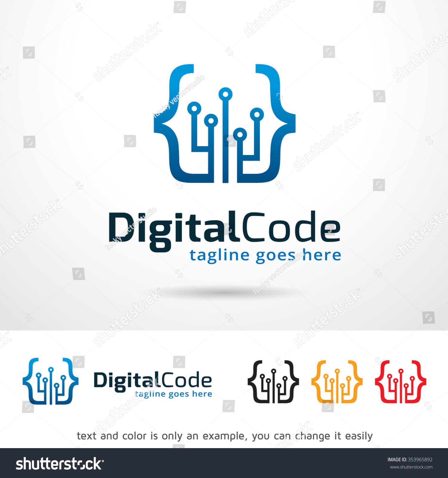 Vektor Stok Digital Code Logo Template Design Vector (Tanpa Royalti ...