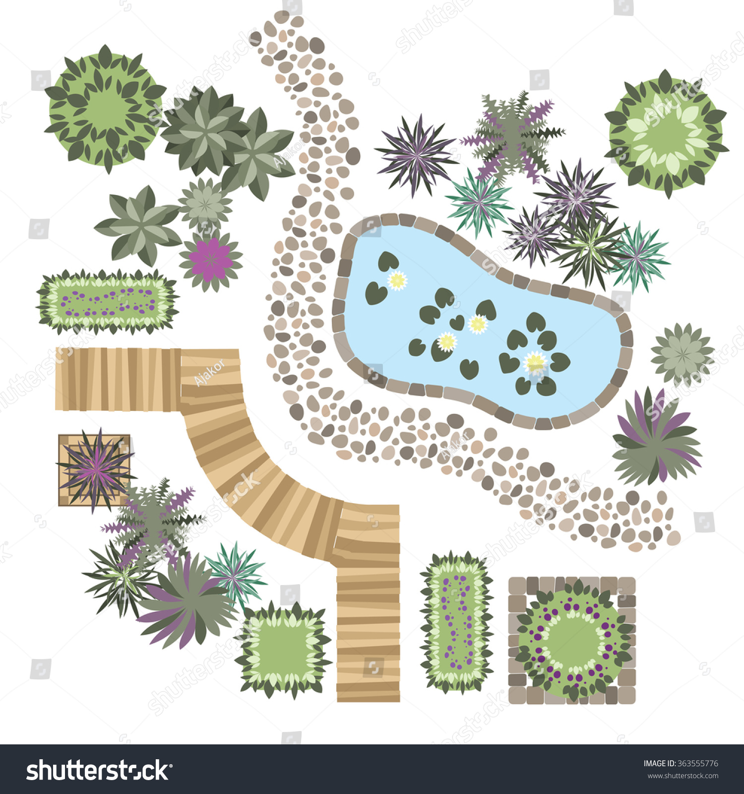 Set Vector Elements Landscape Design Different Stock Vector (Royalty ...