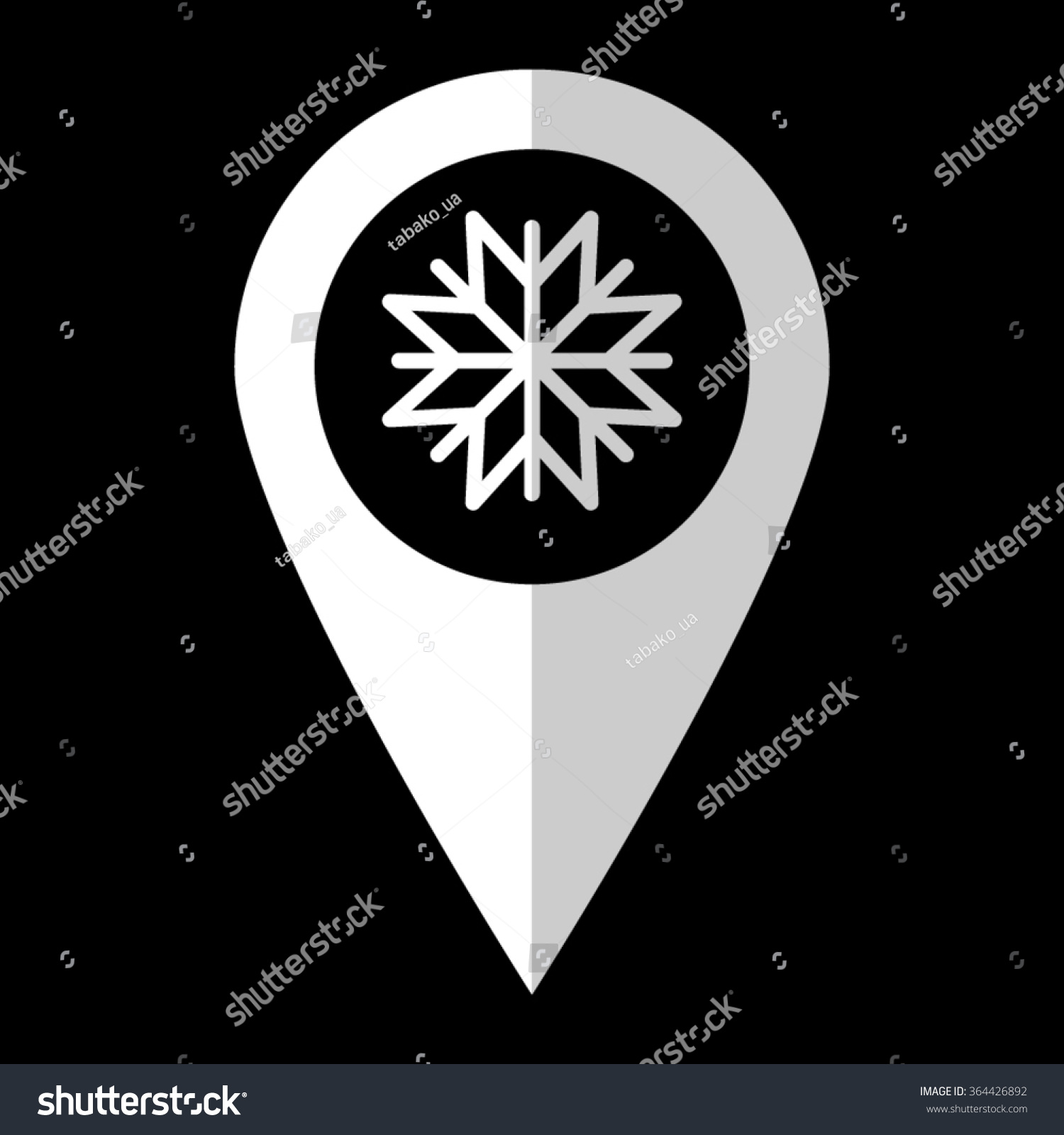 Snowflake White Vector Icon Map Pointer Stock Vector (Royalty Free ...