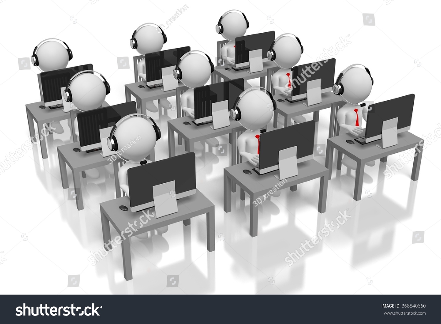 3d Cartoon Human Characters Headsets Working Stock Illustration ... 3d Cartoon Human Characters Headsets Working Stock Illustration ...