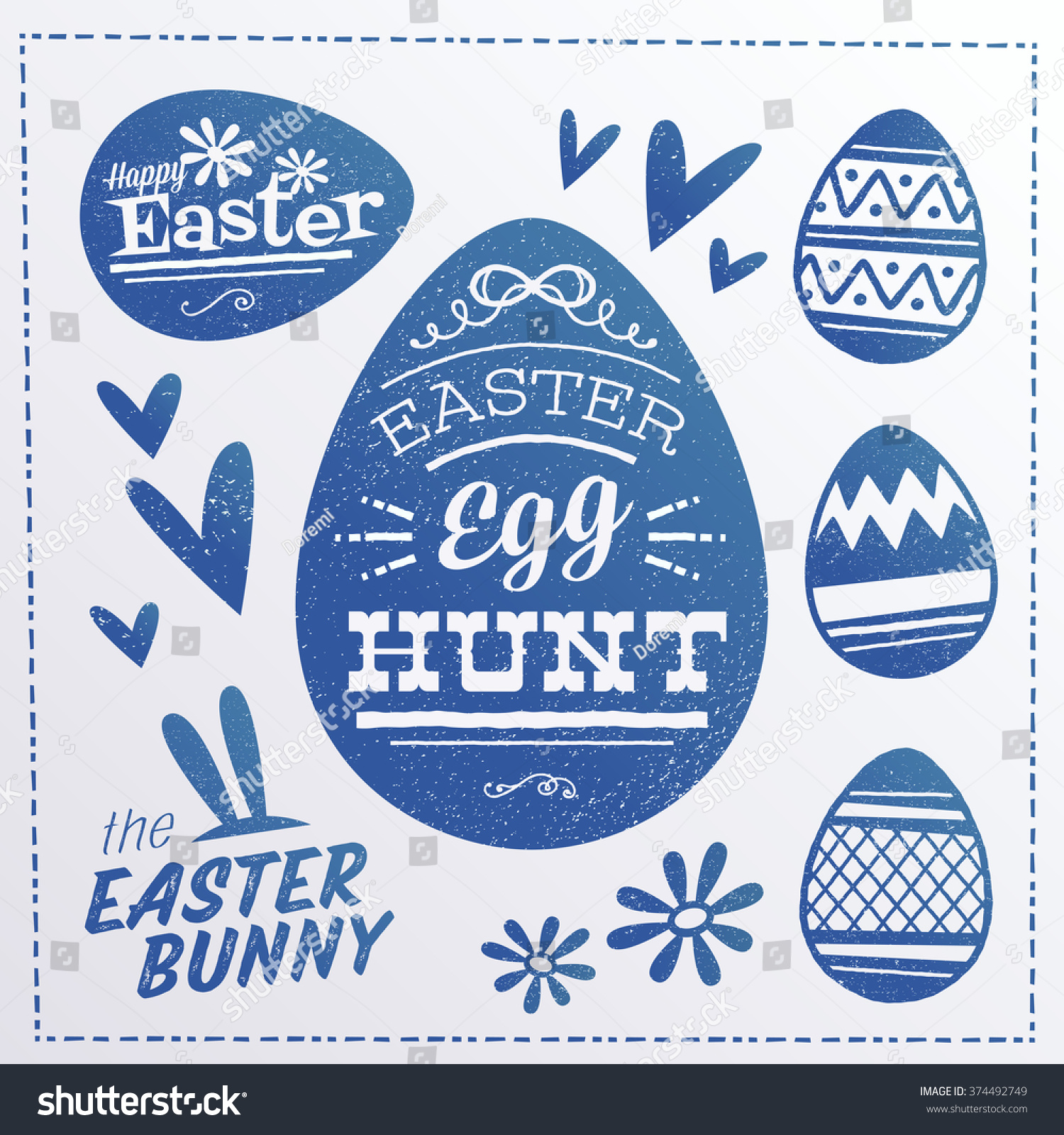 Happy Easter Design Elements Vector Set Stock Vector (Royalty Free) 374492749 | Shutterstock
