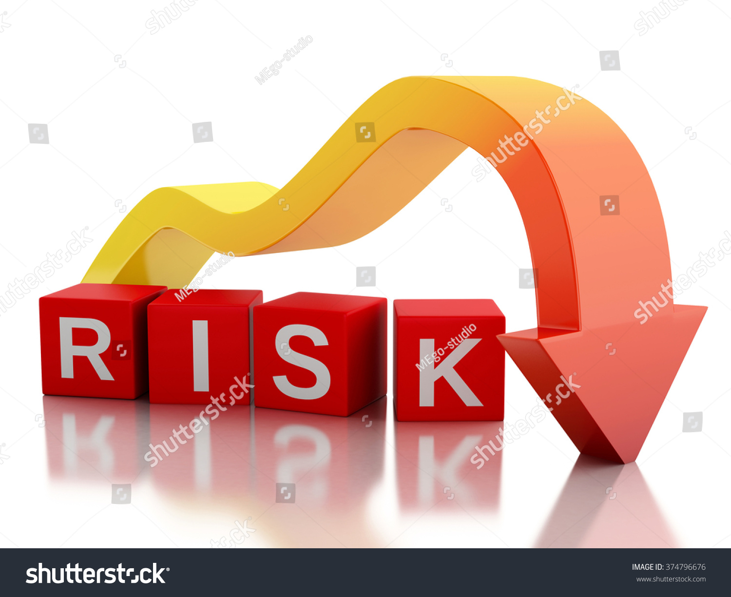 3d Renderer Illustration Business Arrow Falling Stock Illustration ...