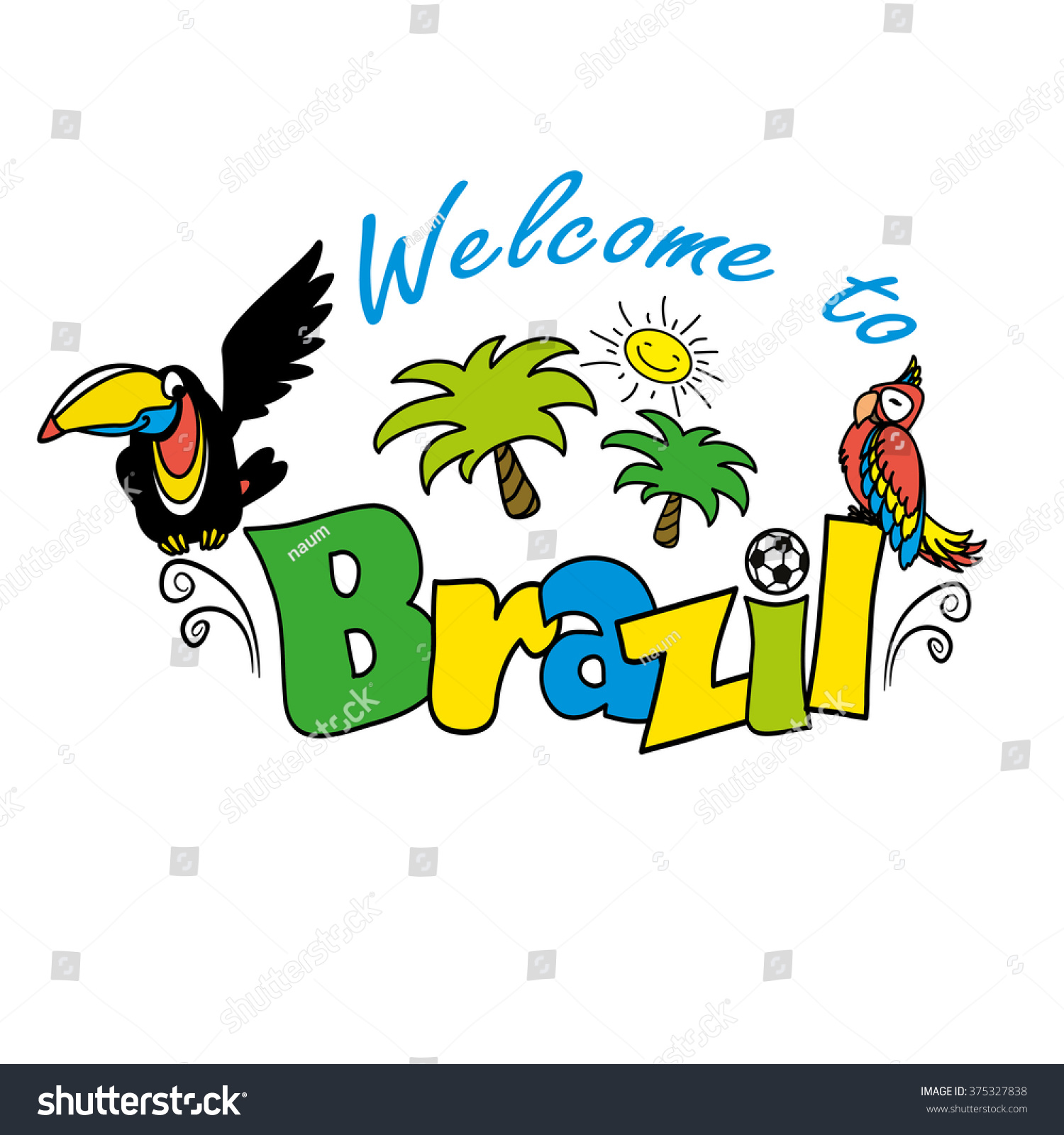 Welcome Brazil Vector Illustration White Background Stock Vector Royalty Free 375327838