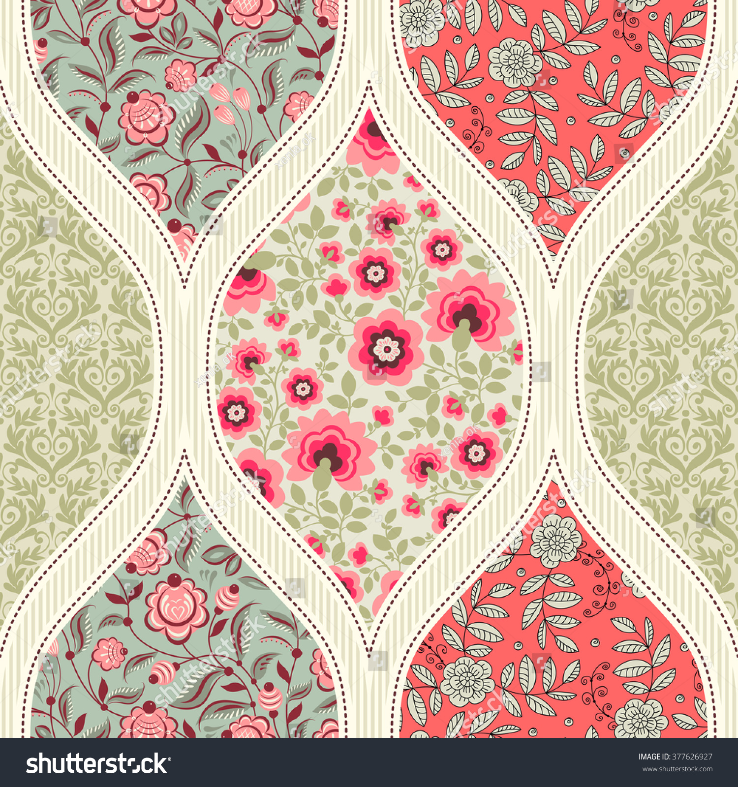 Seamless Pattern Patchwork Stock Vector (Royalty Free) 377626927 ...