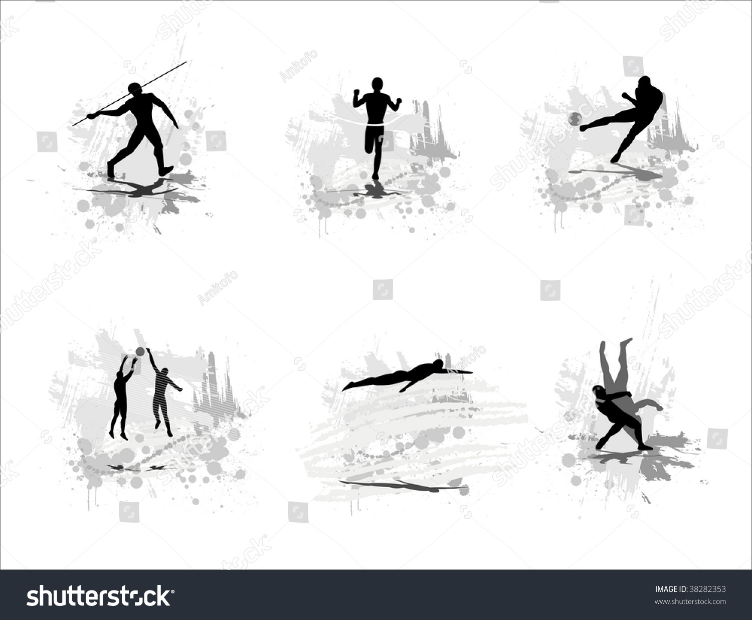 Set Silhouettes Sportsmen On Abstract Backgrounds Stock Illustration ... Set Silhouettes Sportsmen On Abstract Backgrounds Stock Illustration ...