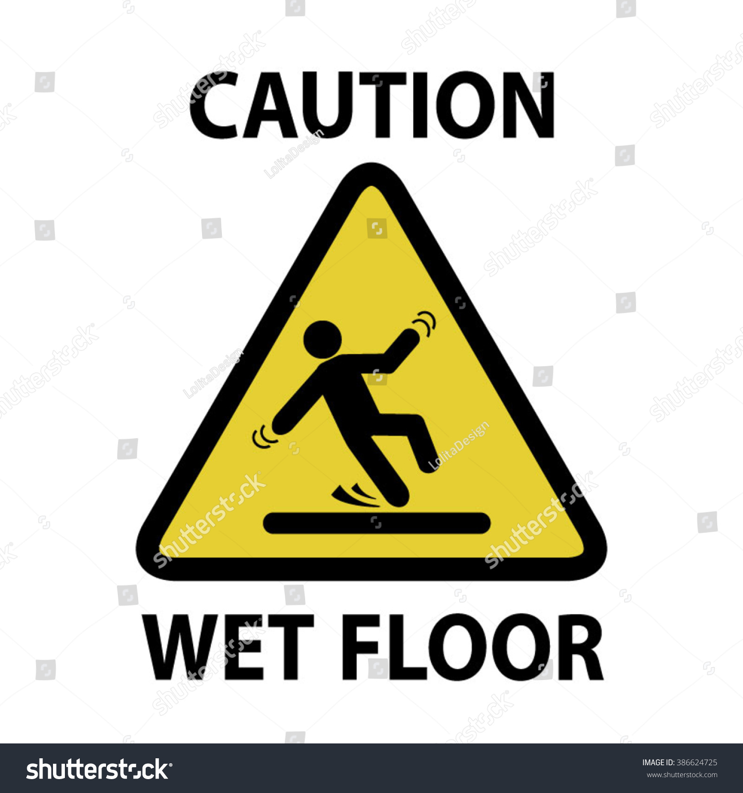 Caution Wet Floor Warning Sign Vector Stock Vector Royalty Free