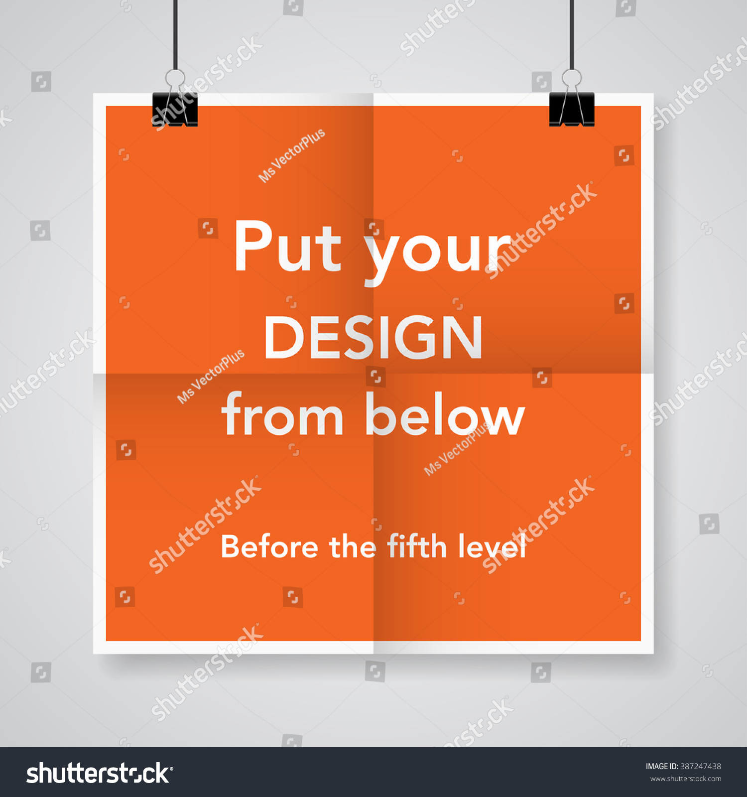 Twice Folded Orange Poster Clamps Vector Stock Vector Royalty Free