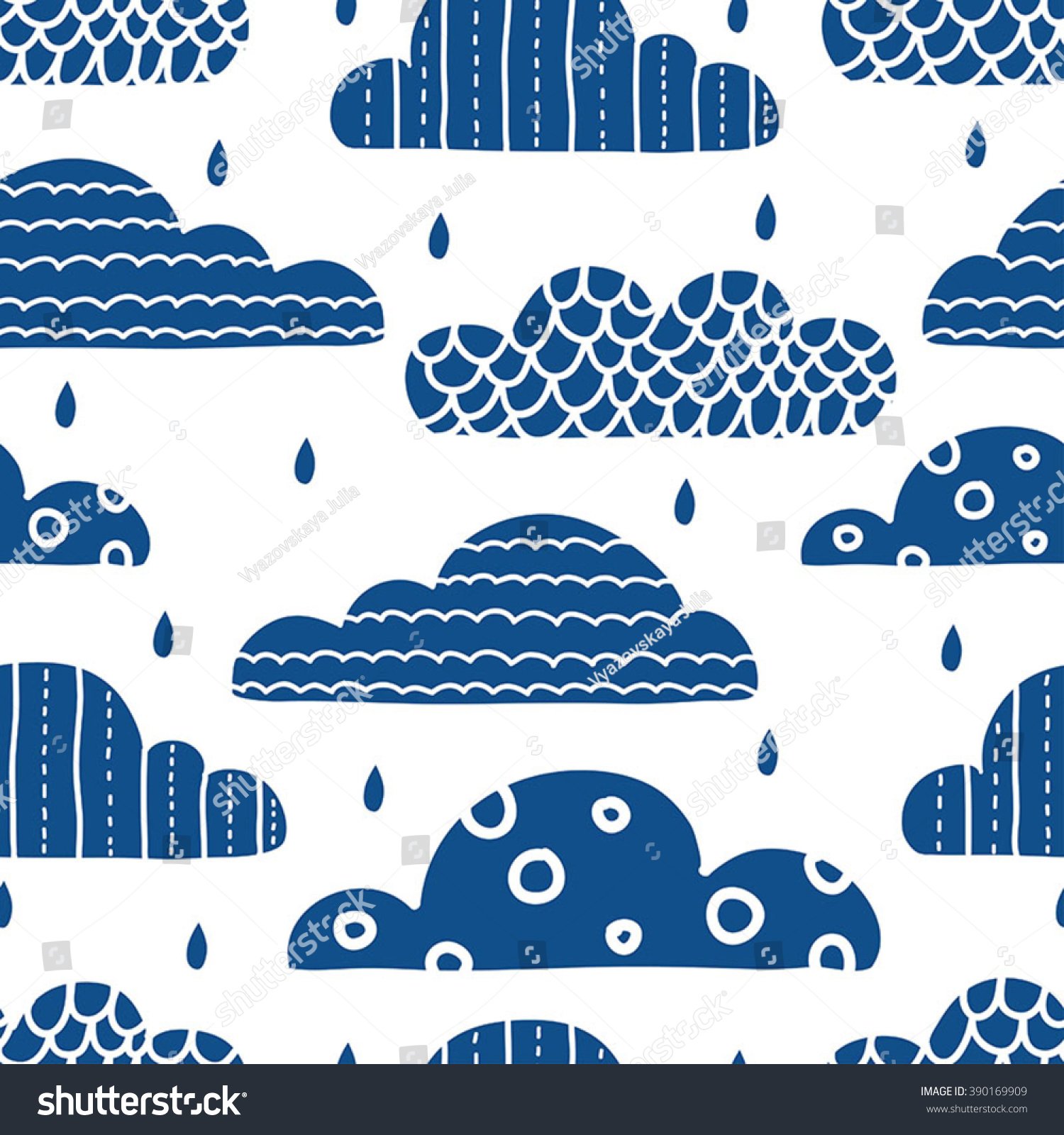 Cute Clouds Vector Seamless Pattern Stock Vector (Royalty Free ...