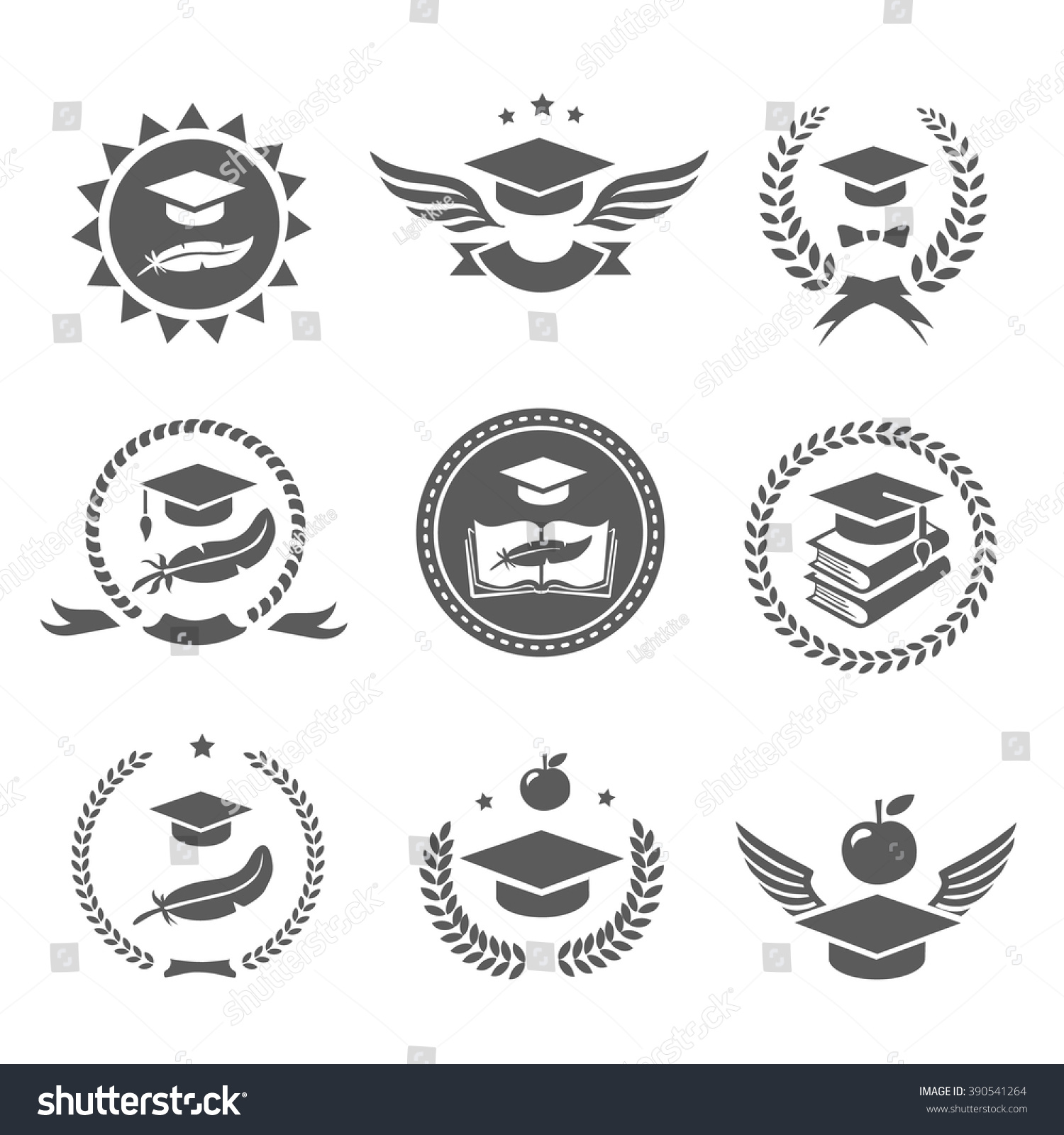 Graduation Cap Labels Set College Study Stock Vector (Royalty Free ... Graduation Cap Labels Set College Study Stock Vector (Royalty Free ...