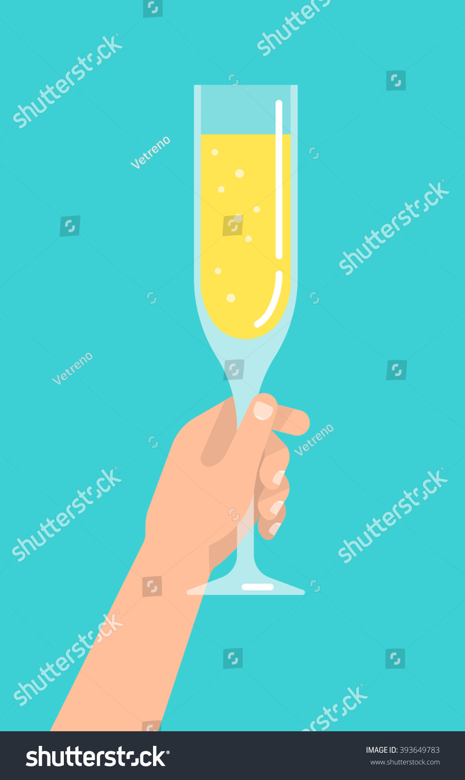 Hand Holds Glass Champagne Isolated Vector Stock Vector Royalty Free