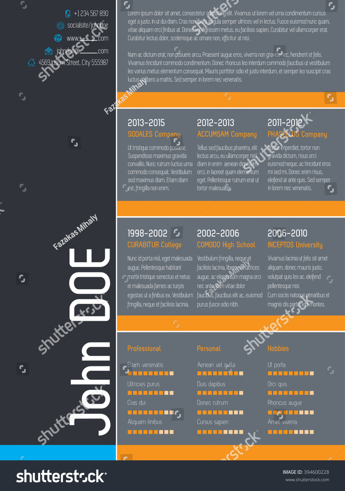 Modern Curriculum Vitae Resume Cv Template 스톡 벡터(로열티 프리) 394600228 ... Modern Curriculum Vitae Resume Cv Template 스톡 벡터(로열티 프리) 394600228 ...