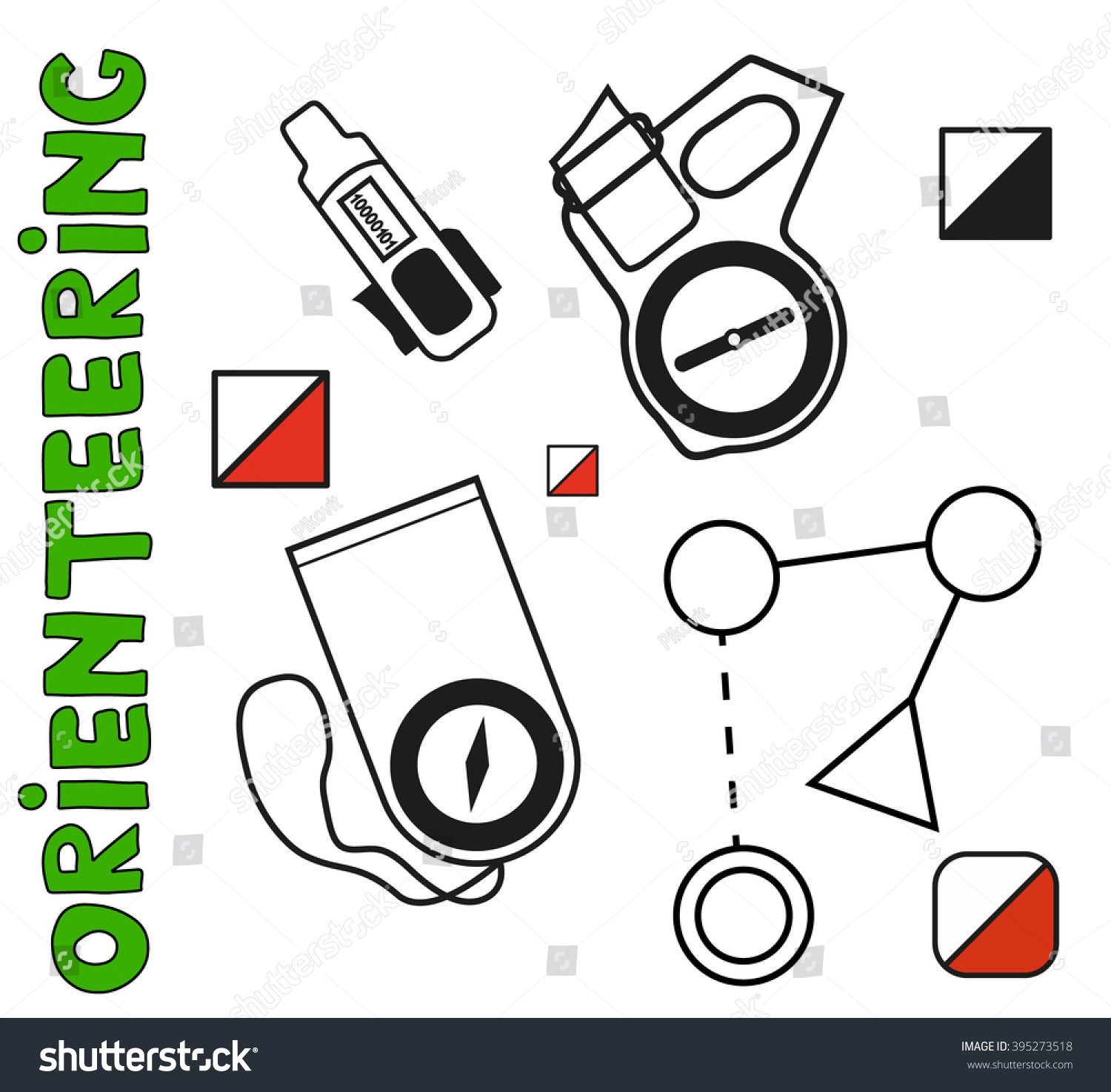 Set Sports Orienteering Symbolsflat Isolated Detailed Stock Vector Royalty Free 395273518