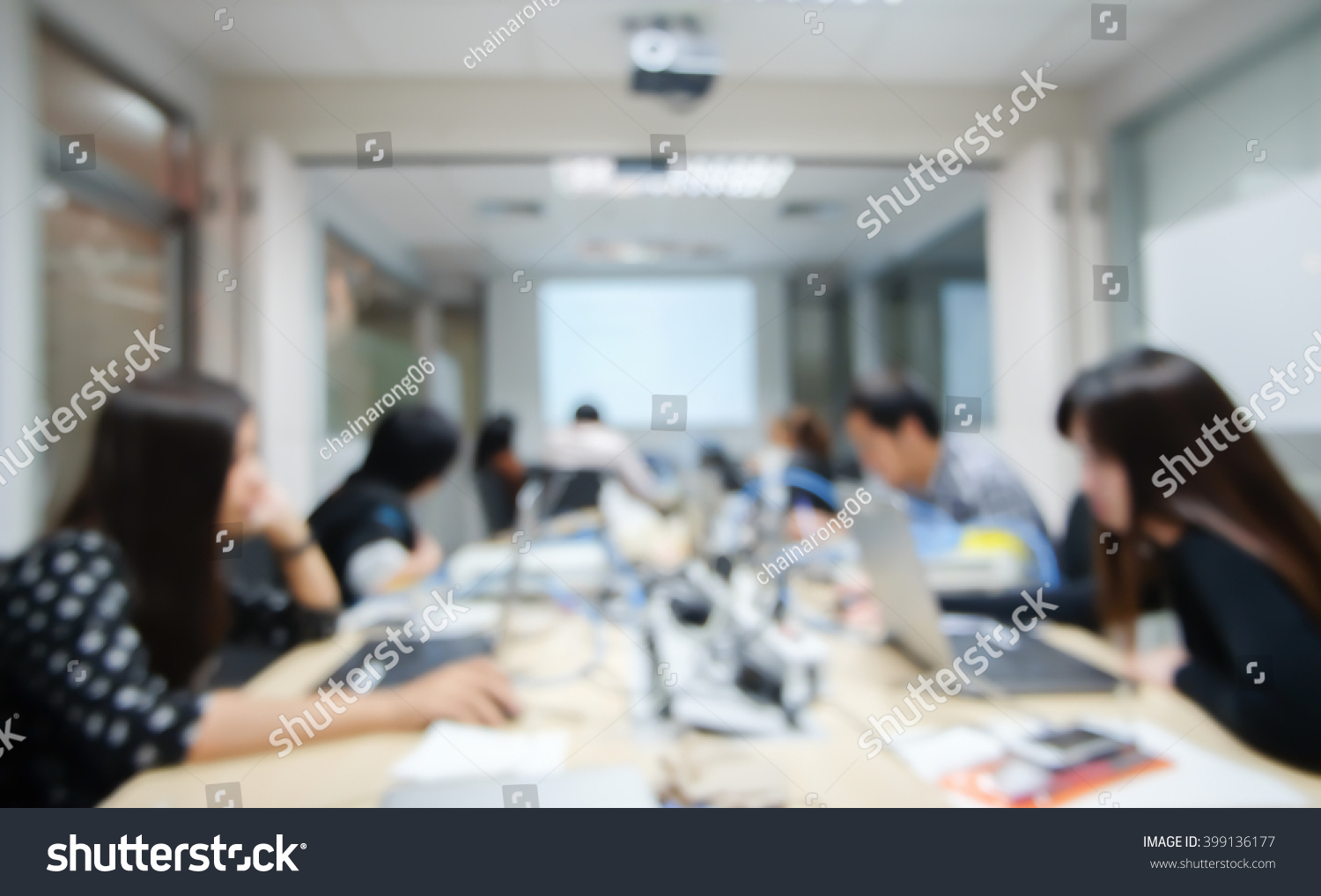 Blurred Group Employee Thoughtful Programming Code Stock Photo ...