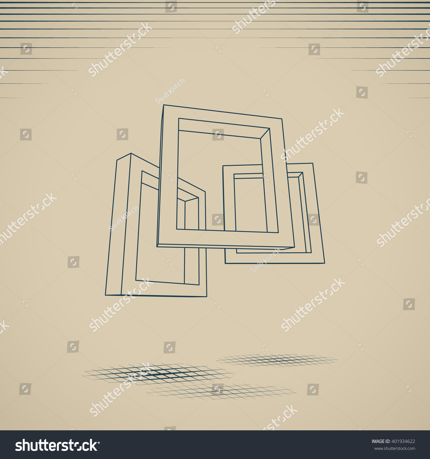Three Schematic Rectangular 3d Frames Your Stock Vector (Royalty Free ...
