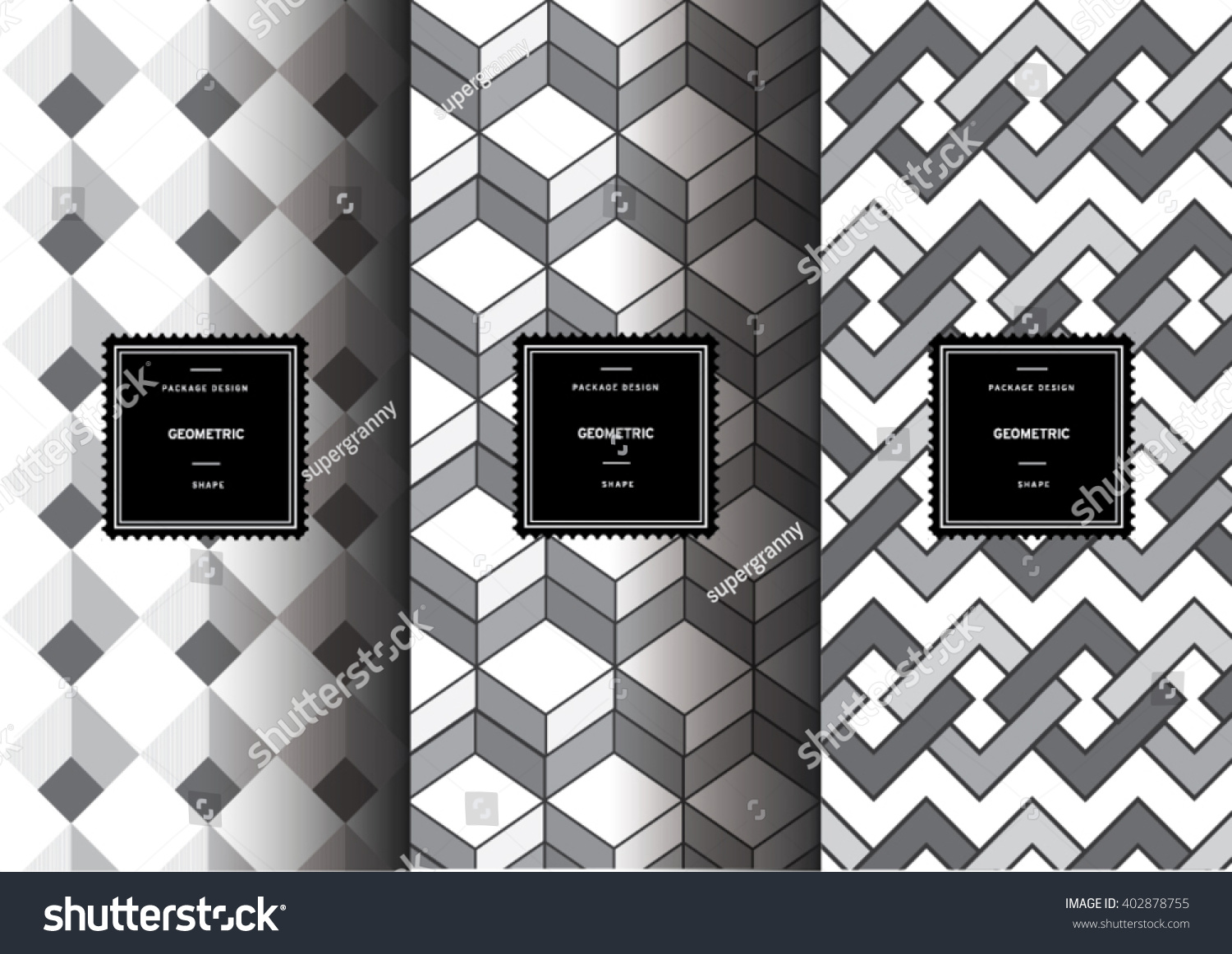 Set Geometric Patterns Background Stickers Logos Stock Vector (royalty