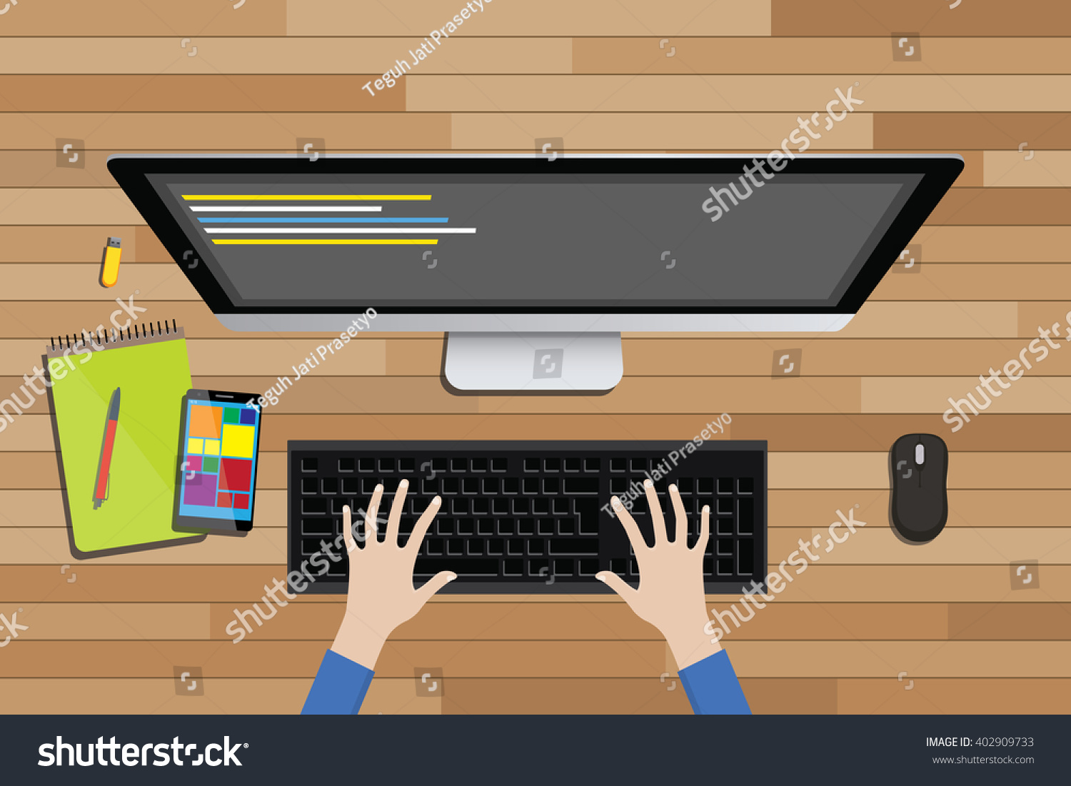 Programmer Workspace View Top Desktop Computer Stock Vector (Royalty ... Programmer Workspace View Top Desktop Computer Stock Vector (Royalty ...