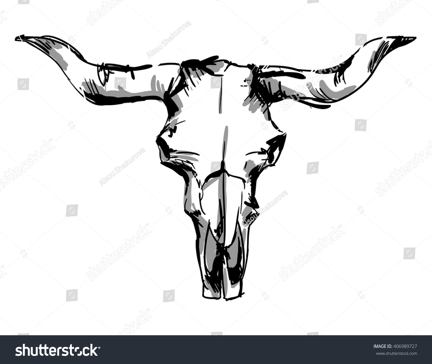 Cow Skull Boho Style Sketch Beautiful Stock Vector Royalty Free 406989727 Shutterstock
