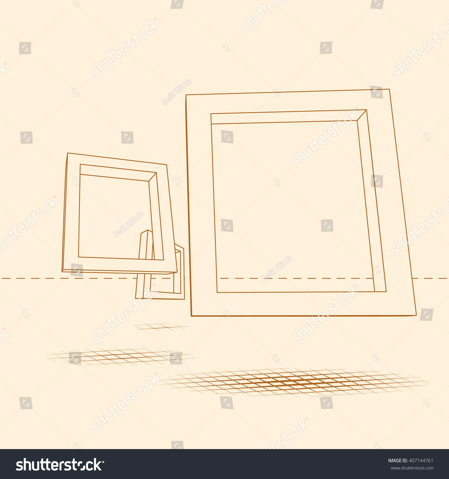 Three Schematic Rectangular 3d Frames Your Stock Vector (Royalty Free) 407144761 | Shutterstock