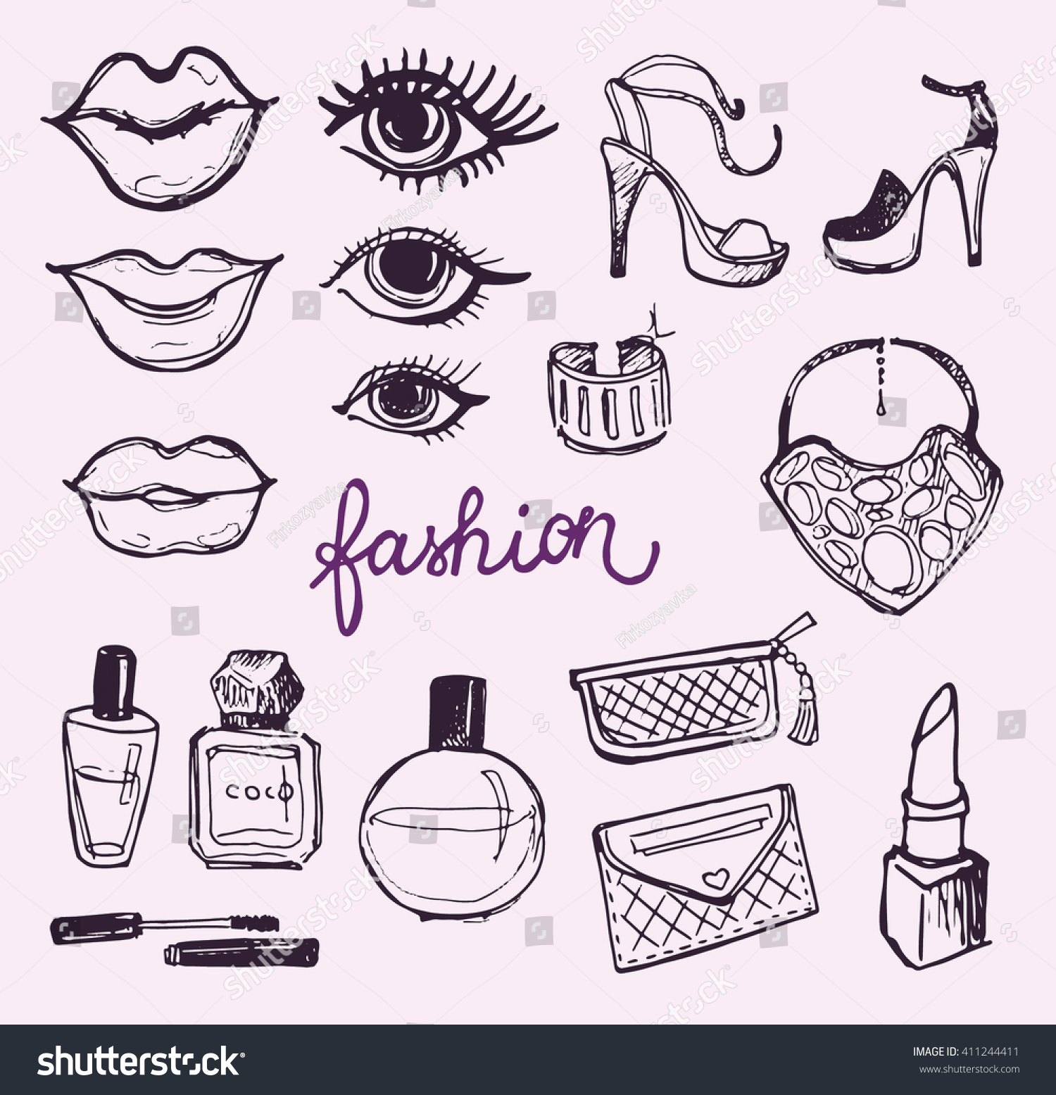 Big Vector Fashion Sketch Set Hand Stock Vector Royalty Free