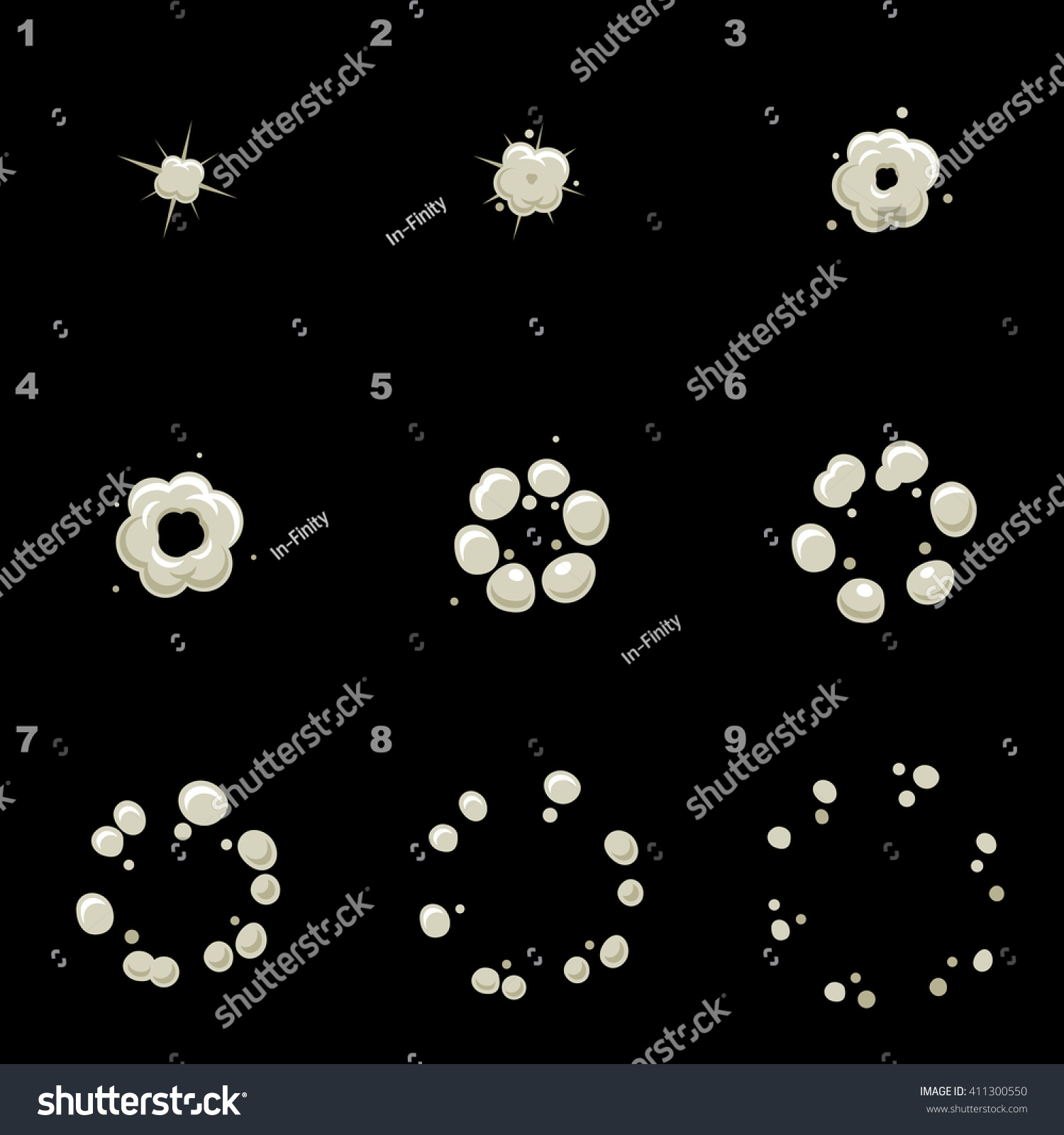 Explode Animation Sequence Cartoon Explosion Frames Stock Vector ...
