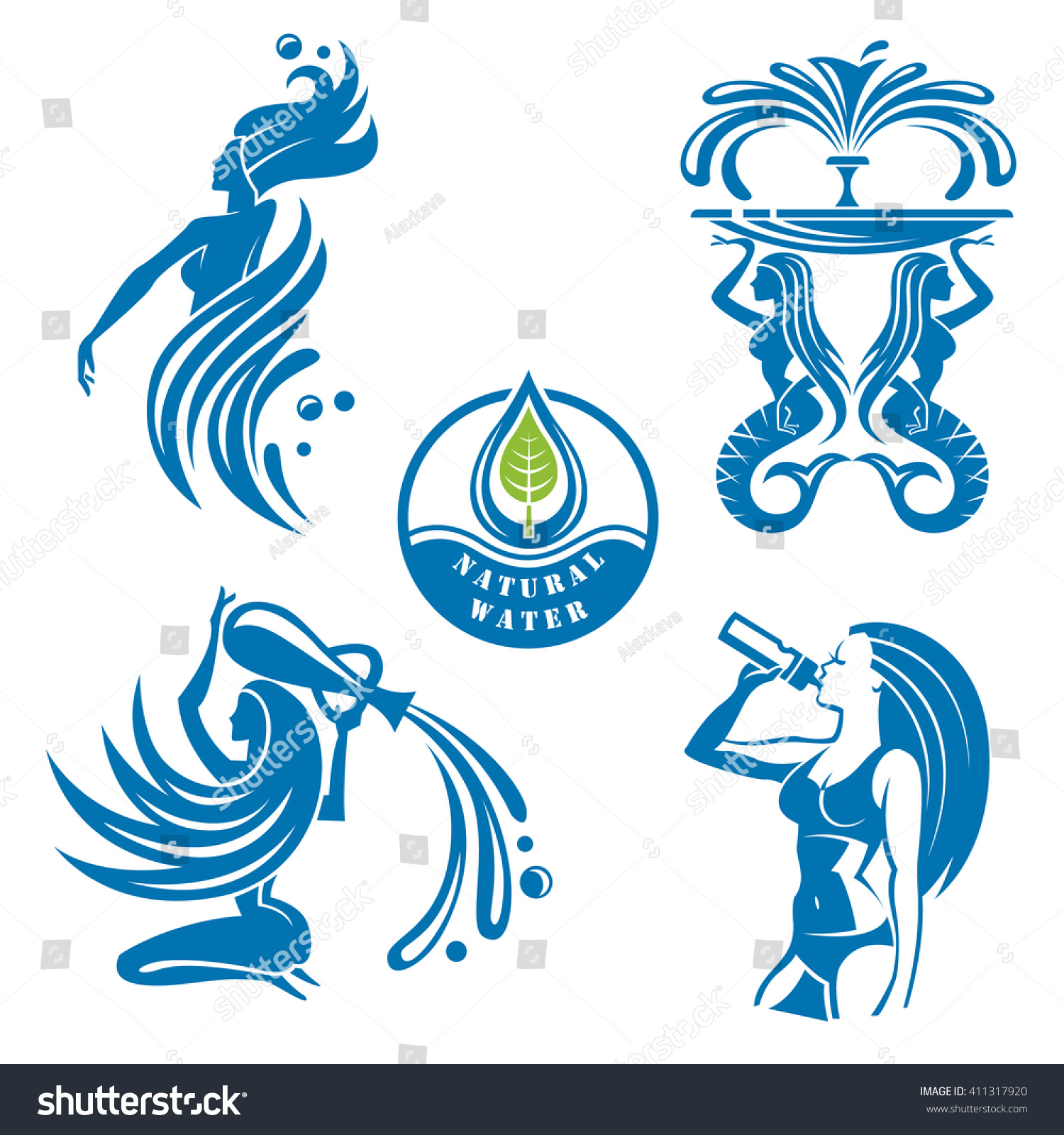 Set Abstract Water Icons Girls Stock Vector (Royalty Free) 411317920 ... Set Abstract Water Icons Girls Stock Vector (Royalty Free) 411317920 ...