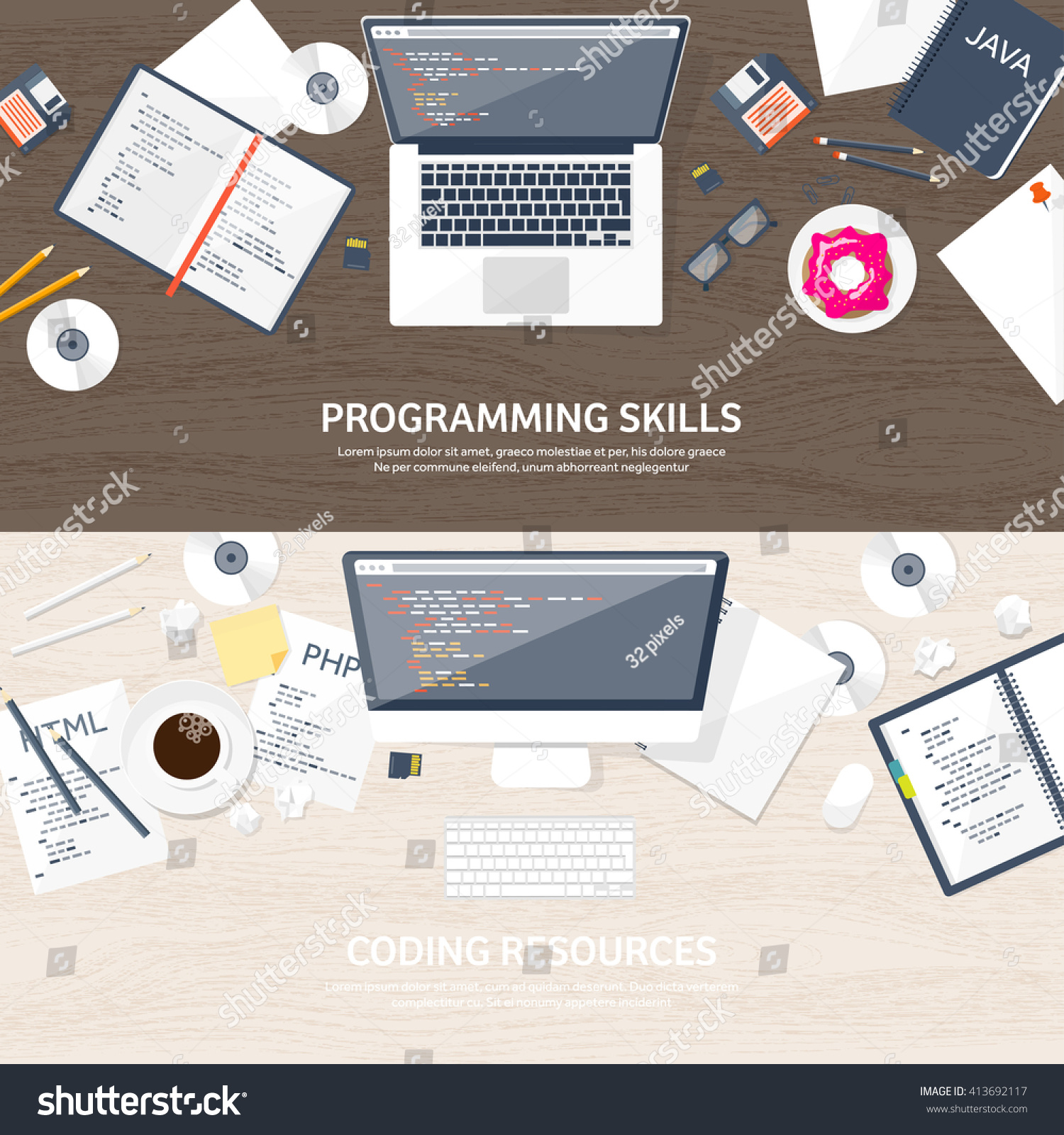 Programming Coding Backgroundflat Designprogram Source Codesoftware 库存矢量图(免版税)413692117