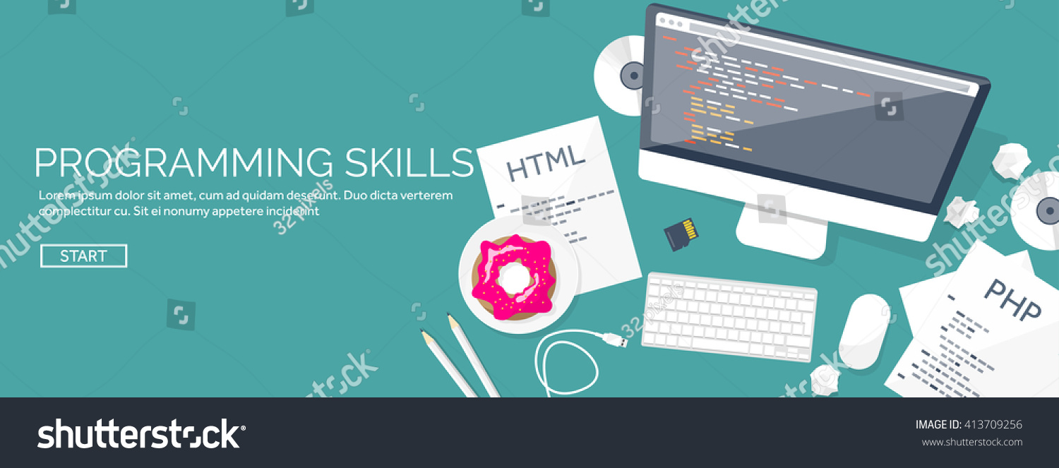 Programming Coding Backgroundflat Designprogram Source Codesoftware 库存
