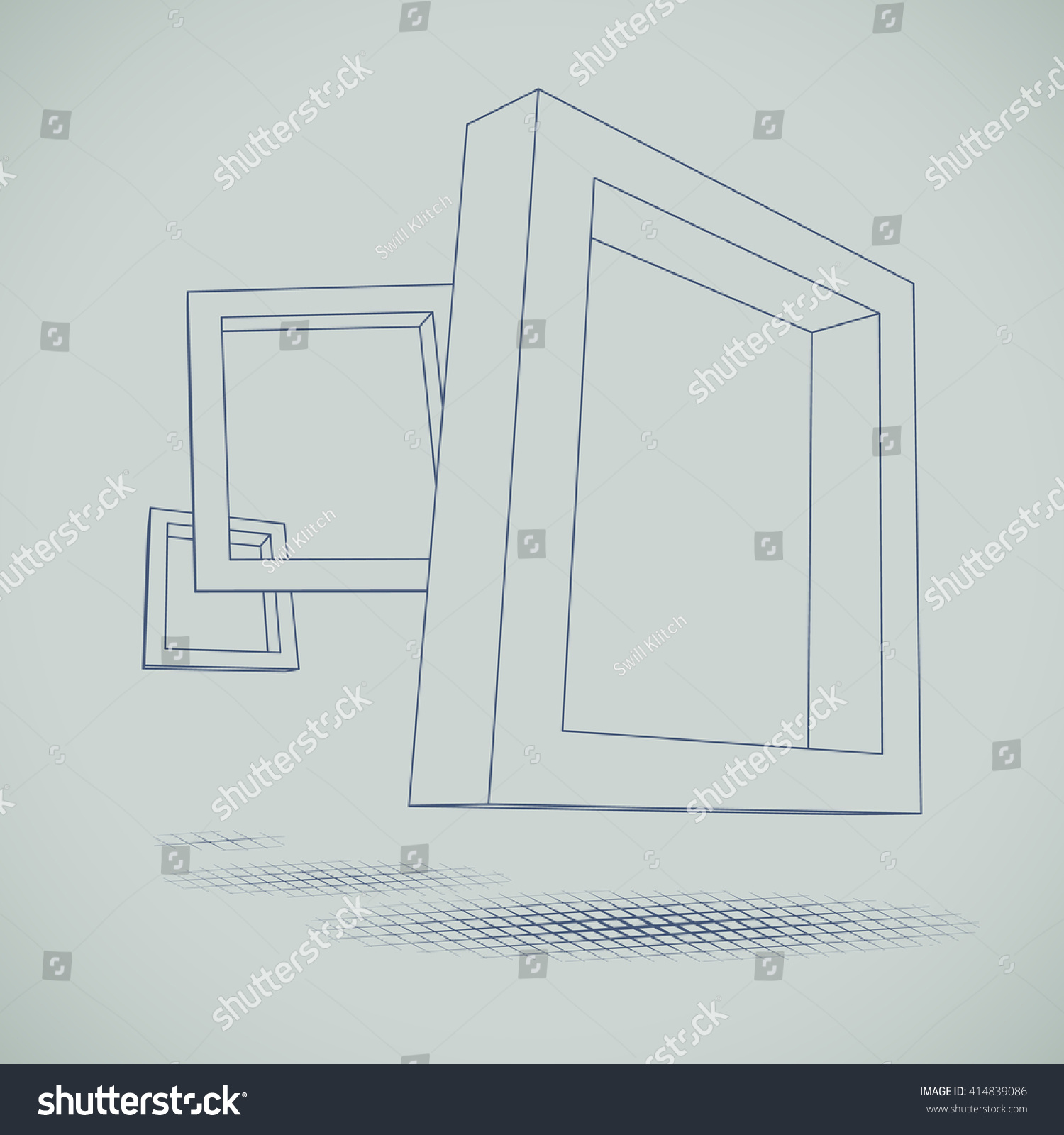 Three Schematic Rectangular 3d Frames Your Stock Vector (Royalty Free ...