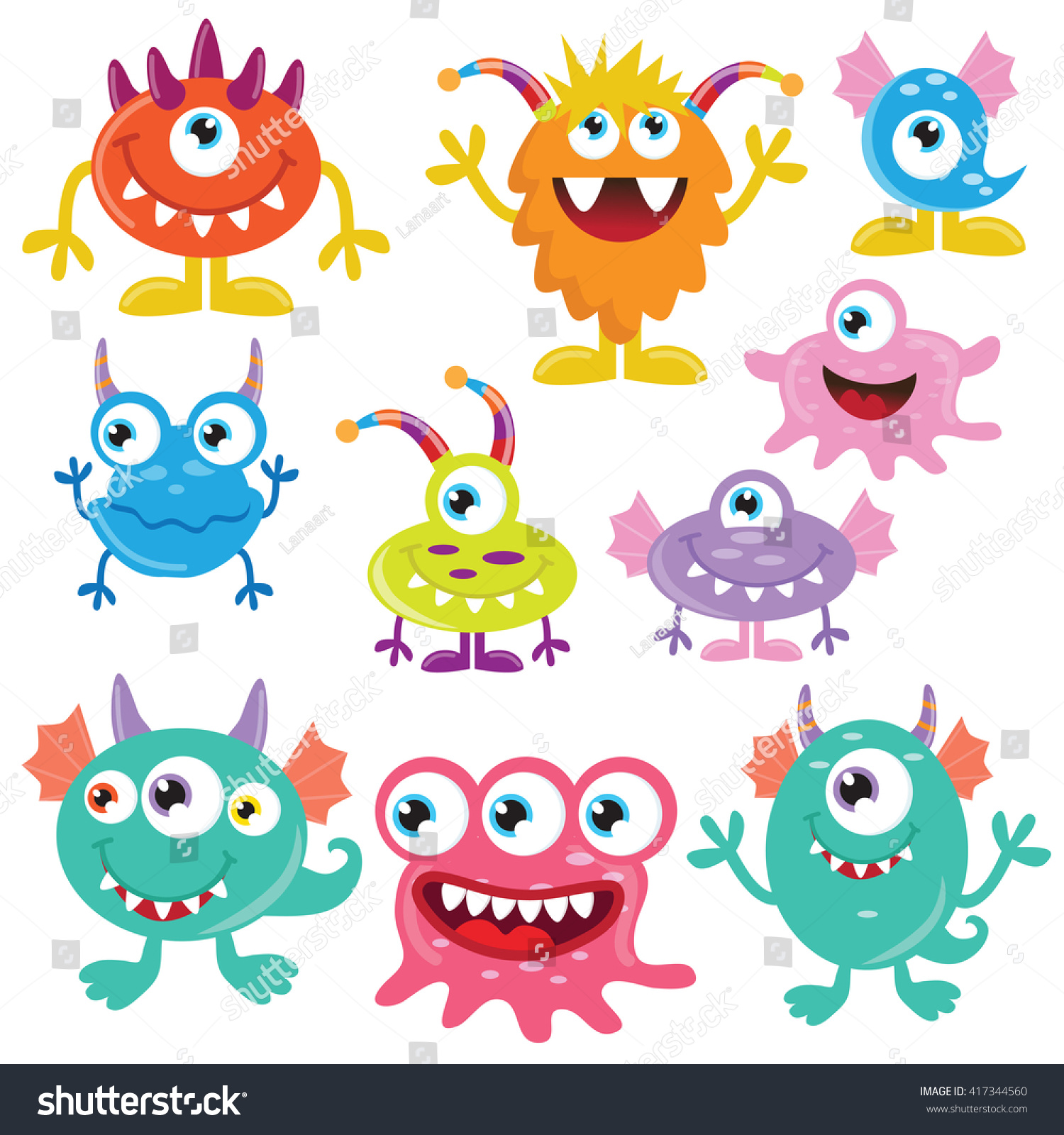 Funny Monsters Vector Illustration Stock Vector Royalty Free