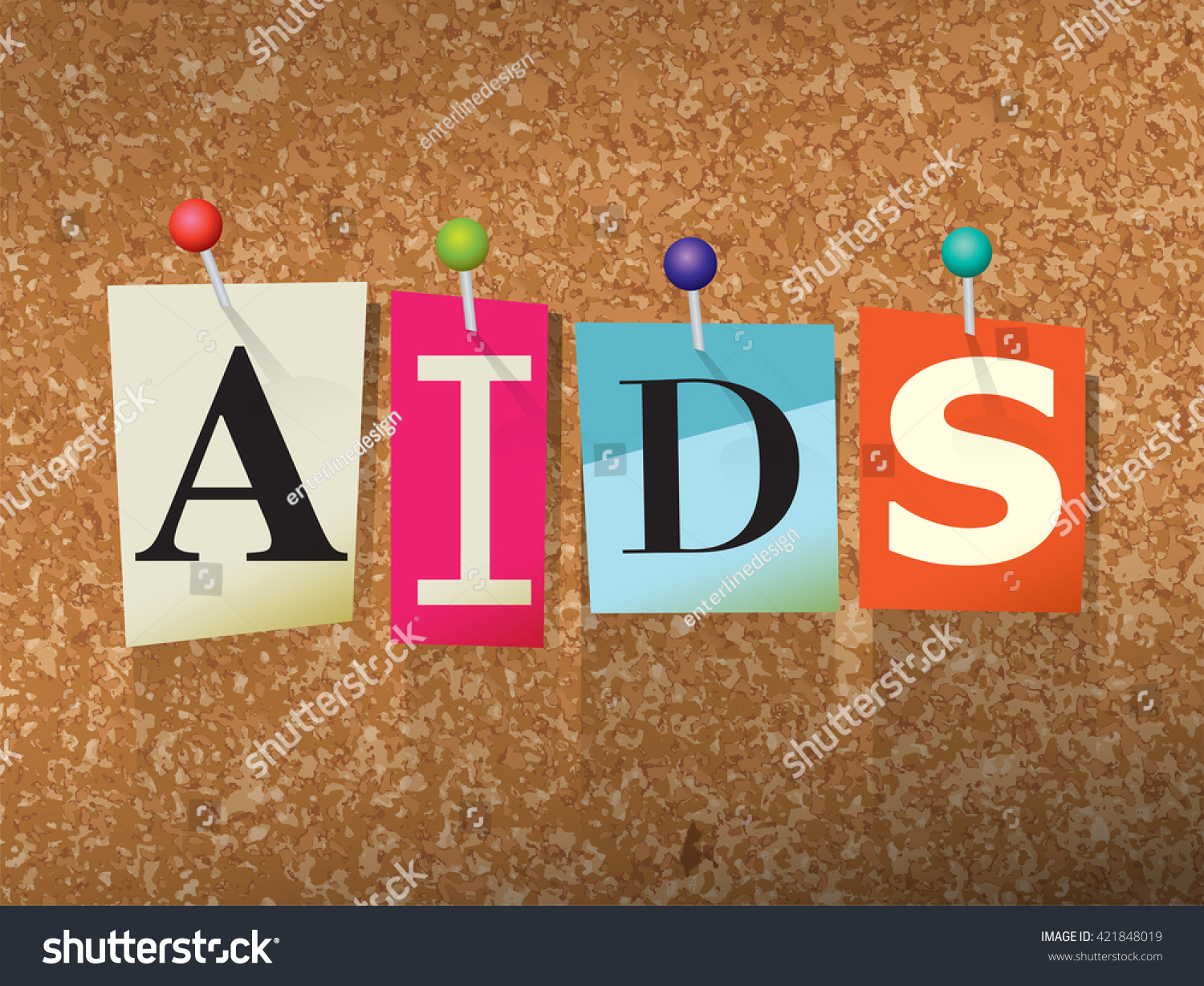 Word Aids Written Cut Letters Pinned Stock Illustration 421848019