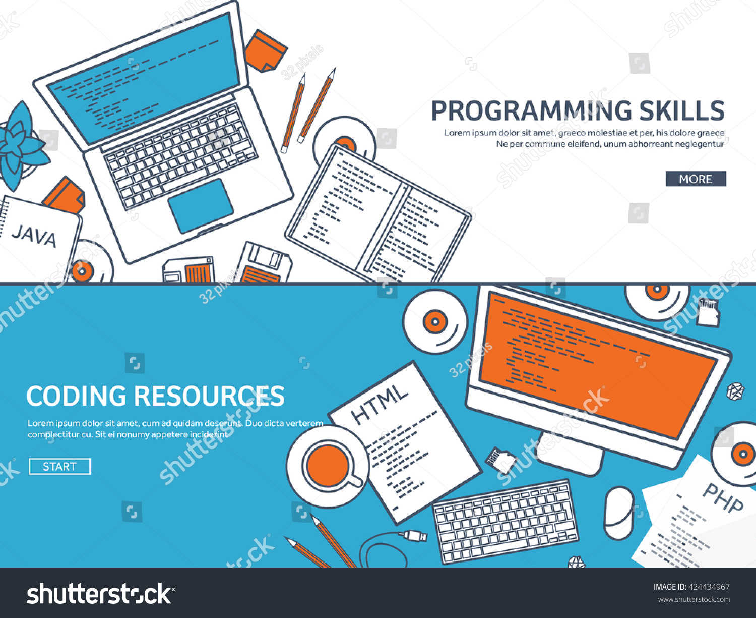 Programmingcoding Backgroundflat Outline Styleline Art Stroke Stock Vector (Royalty Free ...