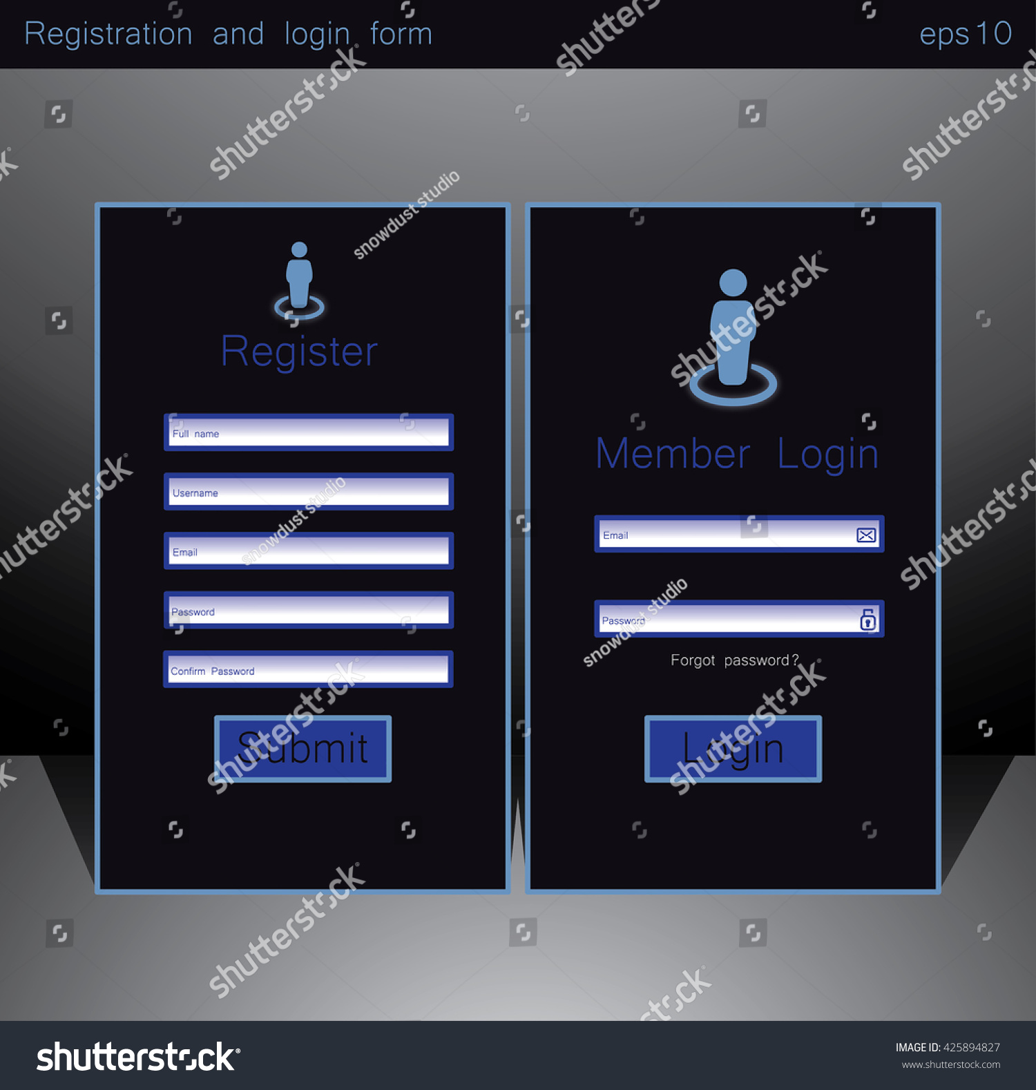 Vector Registration Login Form Ui Design 库存矢量图(免版税)425894827 Shutterstock