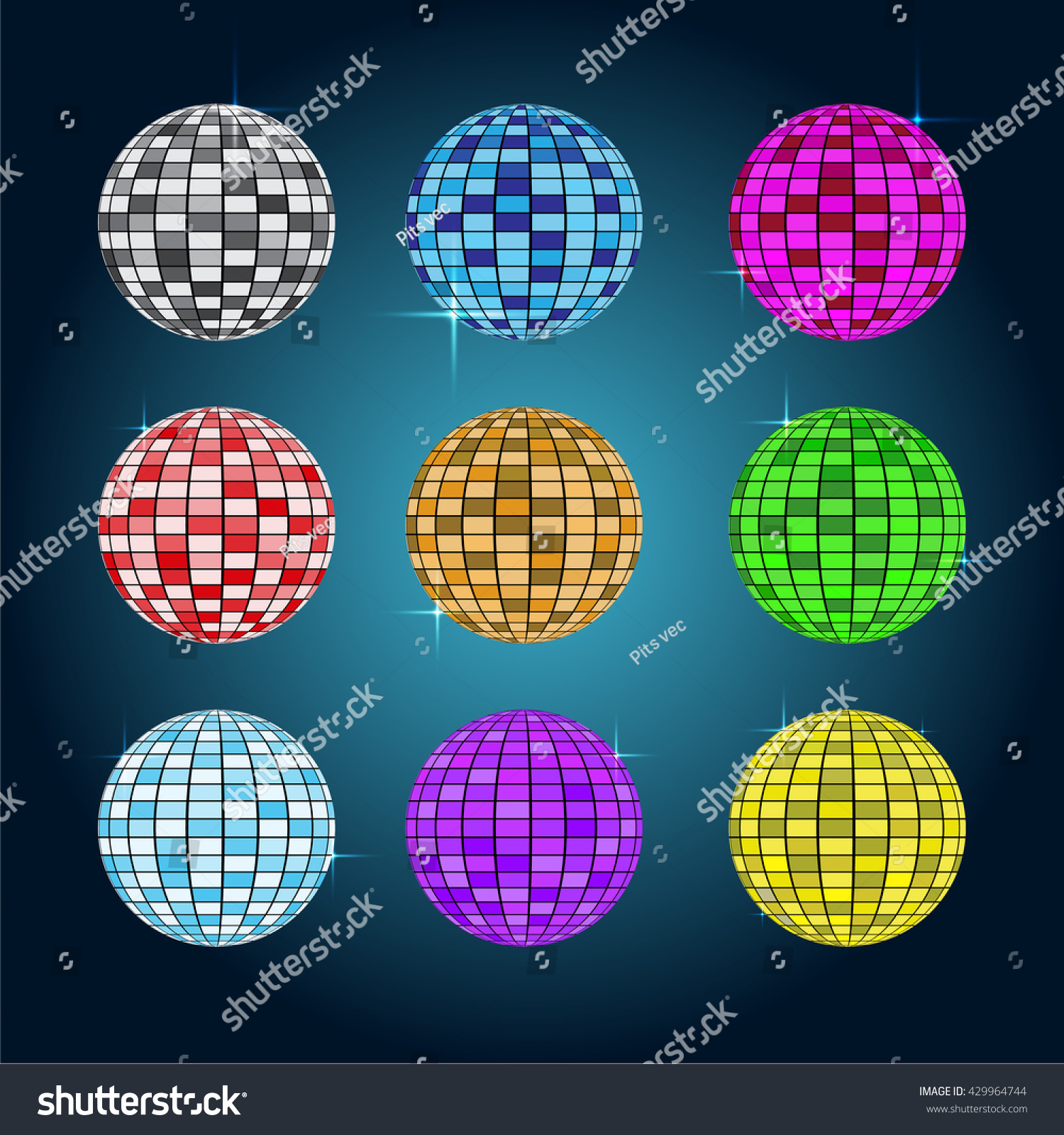 Set Disco Ball Vector Illustration Stock Vector (Royalty Free ...