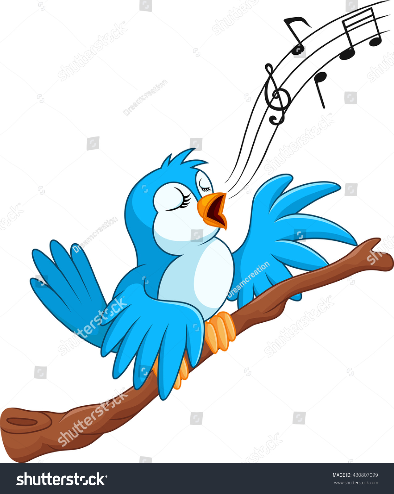 Cartoon Bird Sing On Branch Stock Illustration 430807099 | Shutterstock Cartoon Bird Sing On Branch Stock Illustration 430807099 | Shutterstock