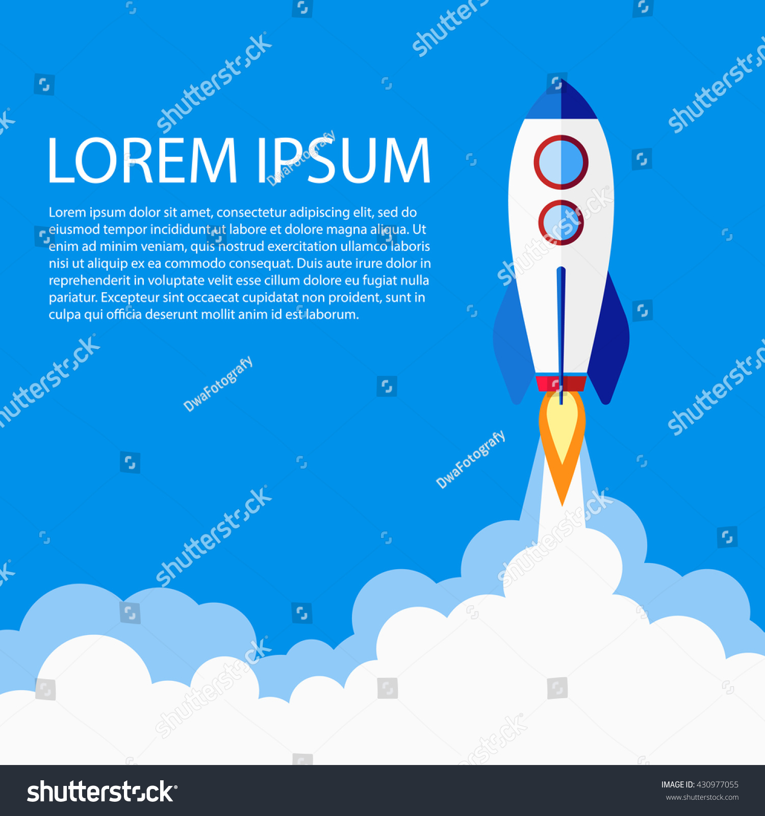 Flat Vector Starting Rocket Copy Space Stock Vector (Royalty Free ...